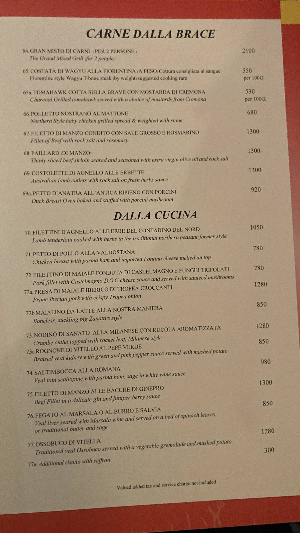 Menu at Zanotti IL Ristorante Italiano restaurant, Bangkok, โคโลเน็ด ...