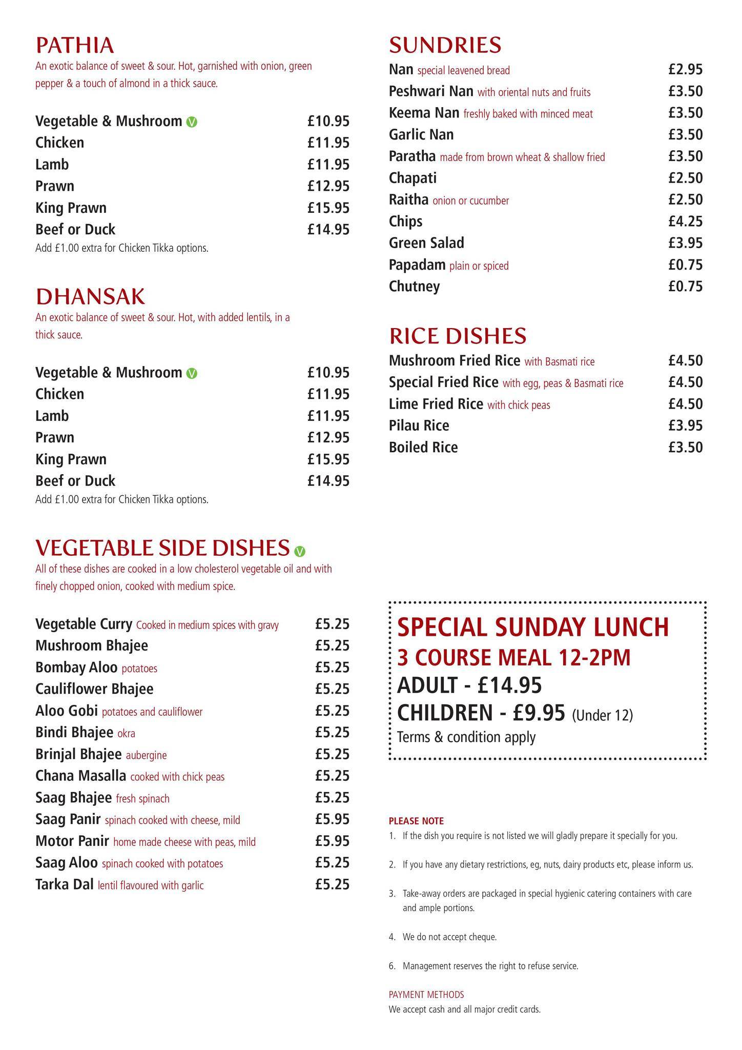 Menu at Zara Indian Cuisine restaurant, Cambridge