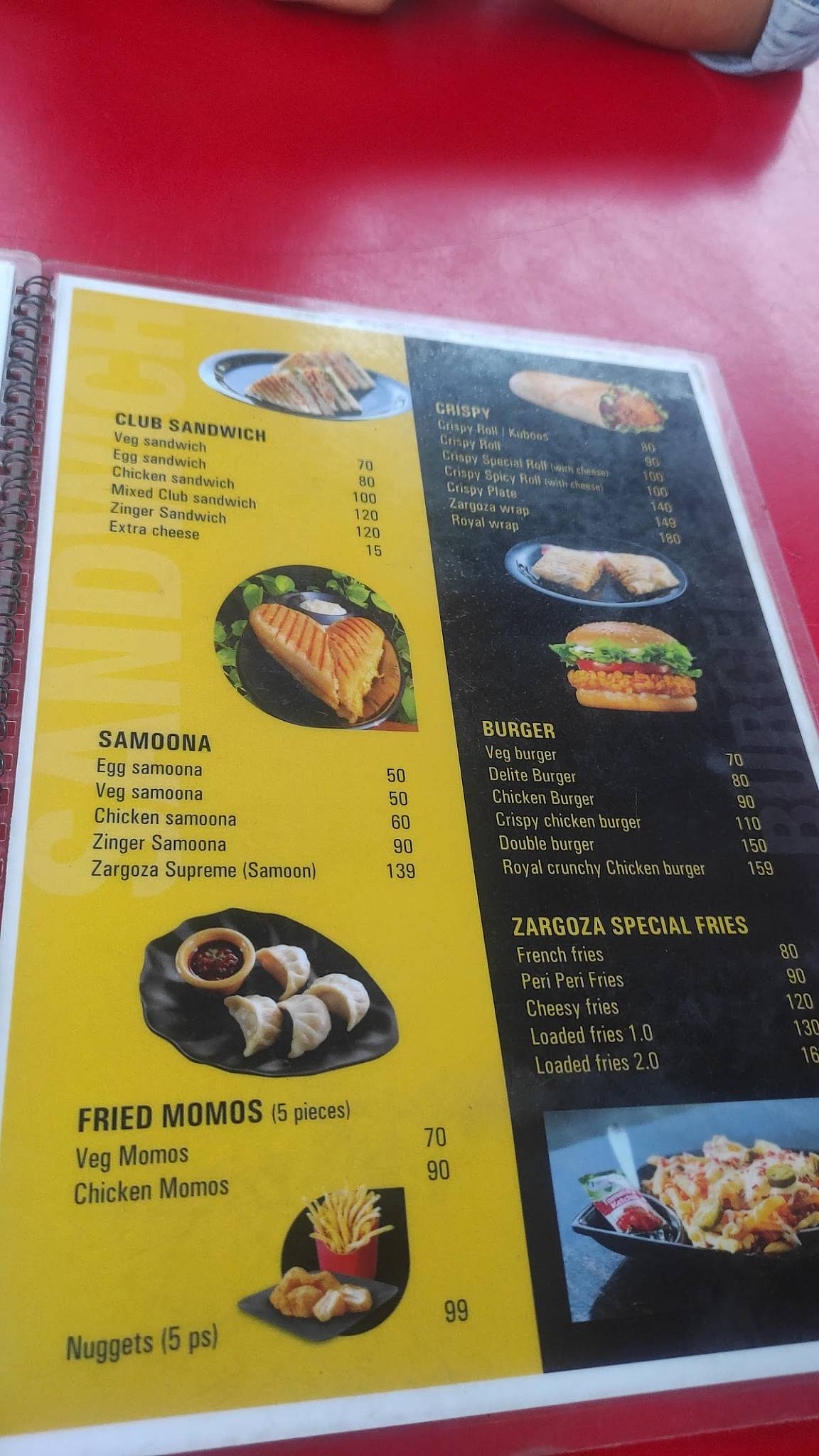Menu at Zargoza Container Cafe Tirur, Tirur