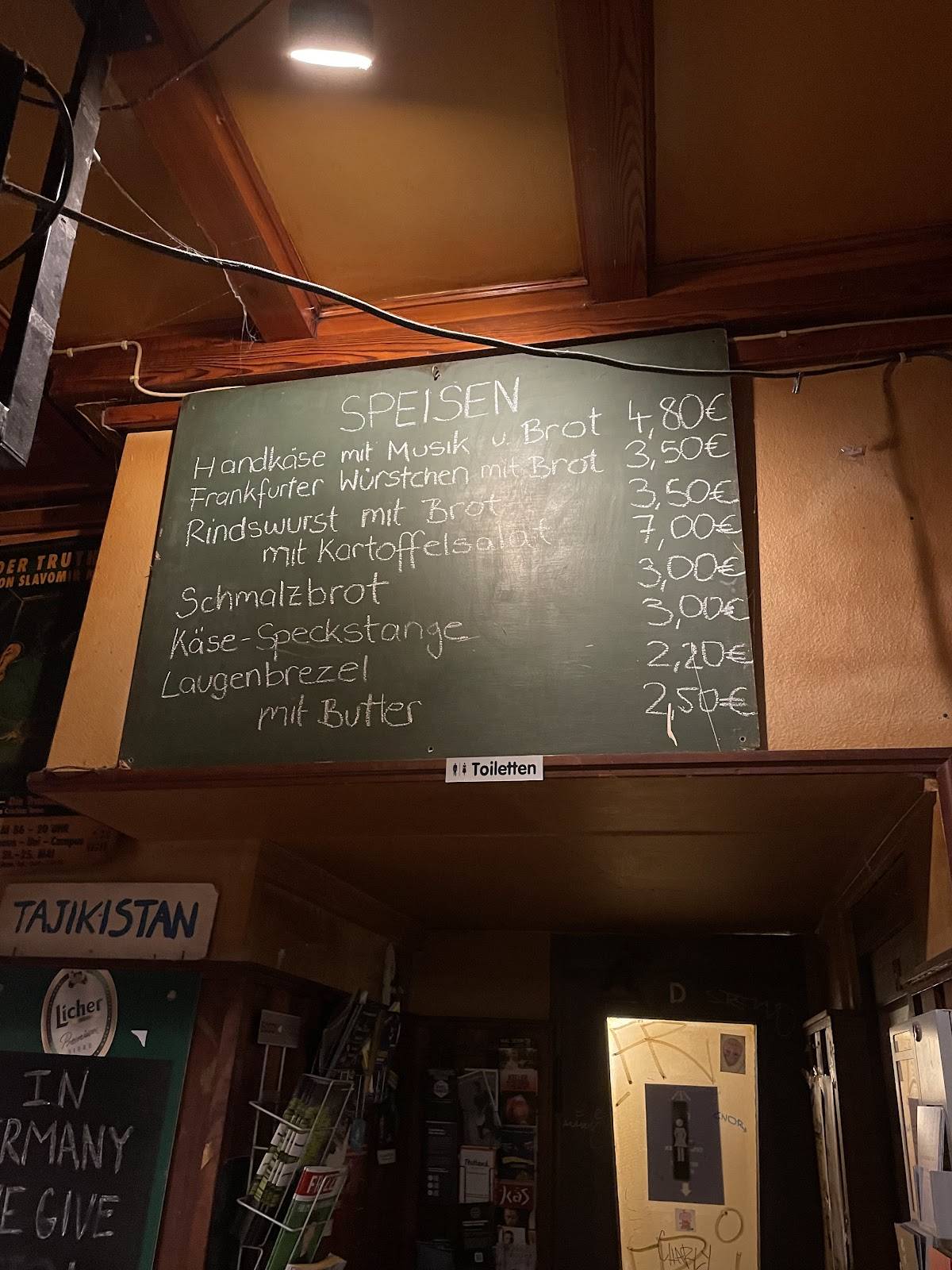 Speisekarte von Zum Tannenbaum pub & Bar, Frankfurt am Main