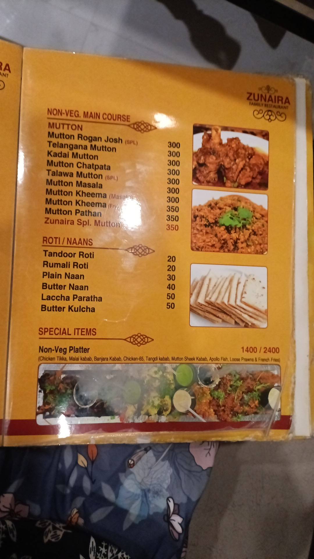 Menu at Zunaira Family Restaurant & Kids Zone, Nizamabad