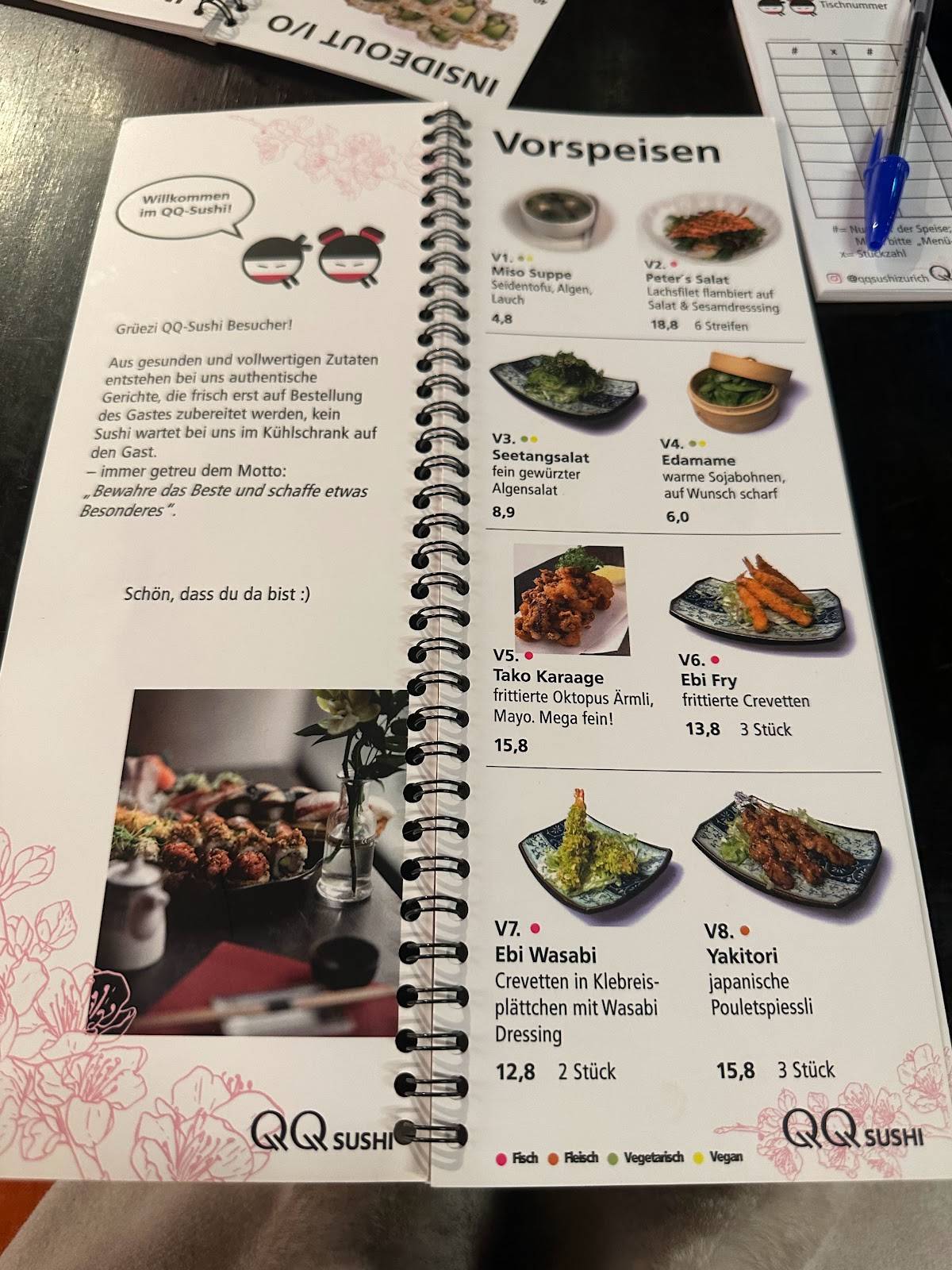 Speisekarte von QQ Sushi Zürich, Zürich
