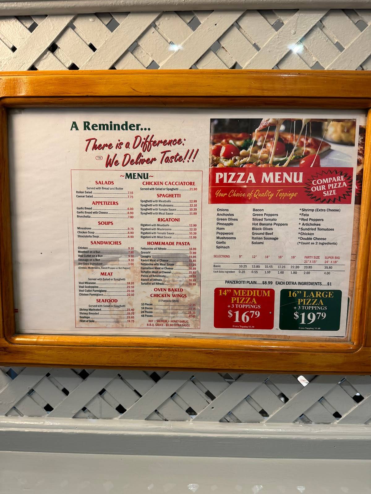 Menu at il Paesano Pizza pizzeria, Toronto