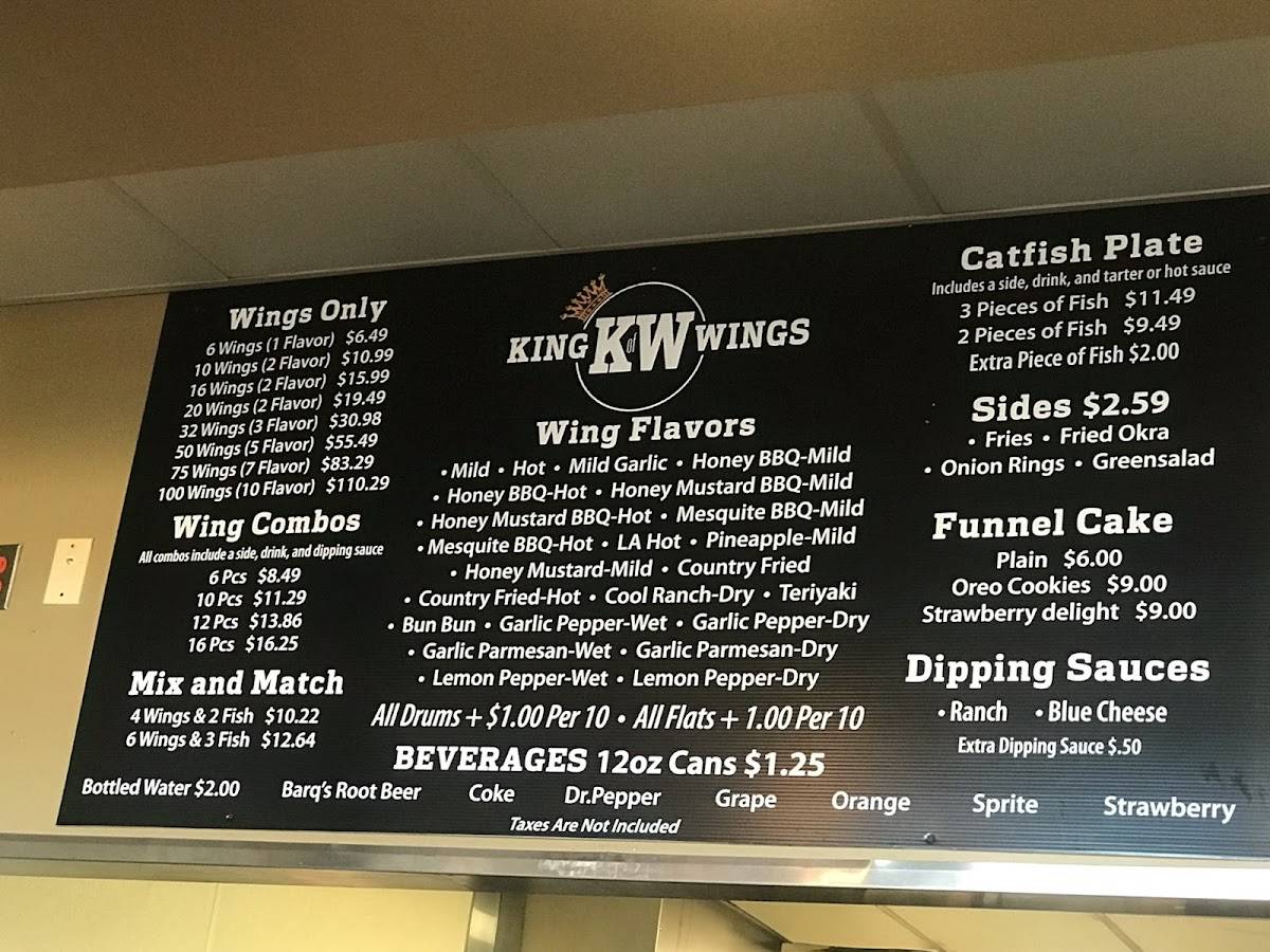 Menu at keLang's King Of Wings 2 restaurant, Monroe
