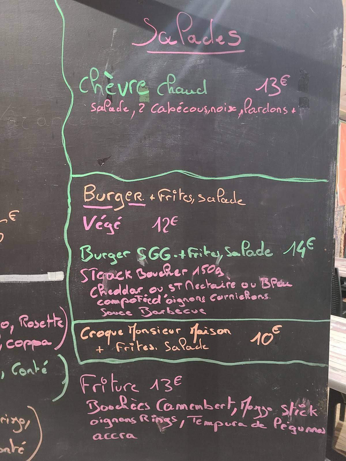 Menu at les sales gosses de Gisèle restaurant guinguette, France