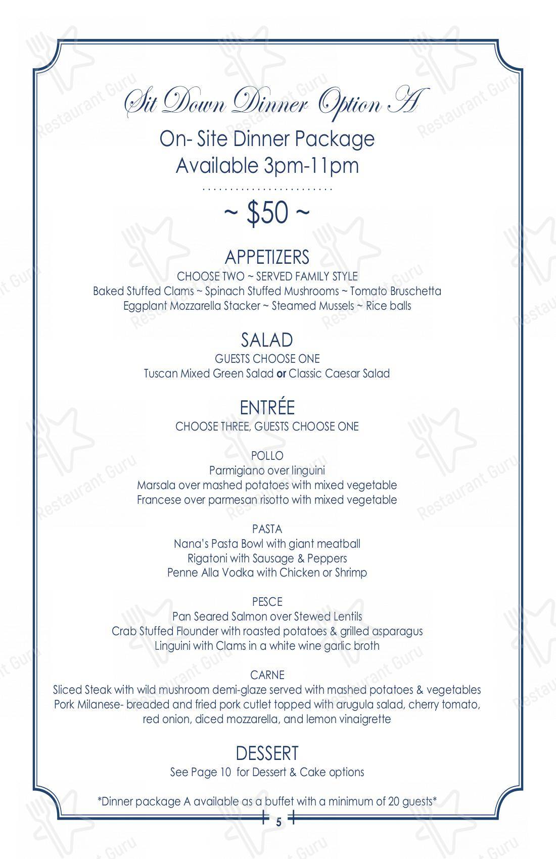 Menu at Avino's Italian Table restaurant, Bellport, 108 S Country Rd