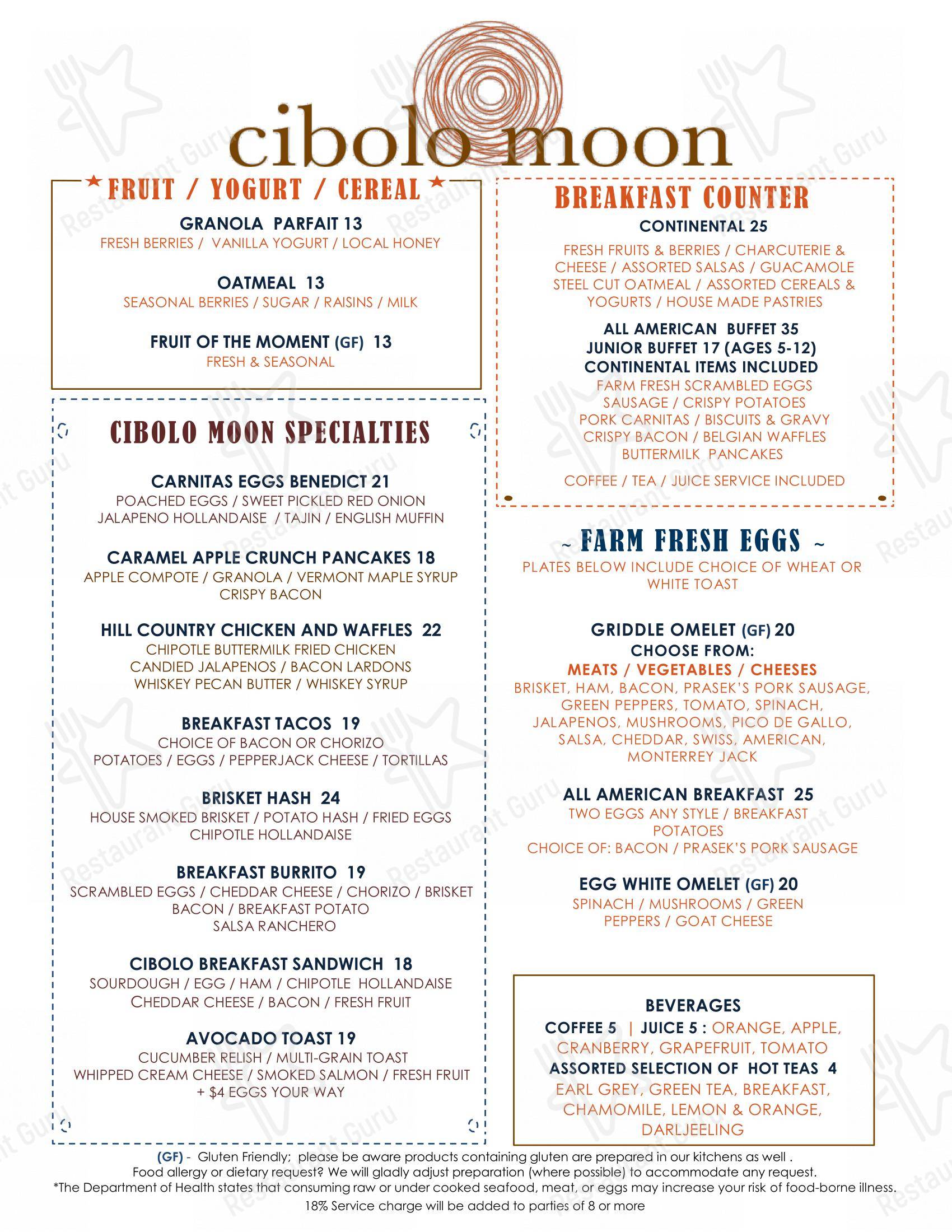 Menu at 18 Oaks steakhouse, San Antonio, Resort Pkwy