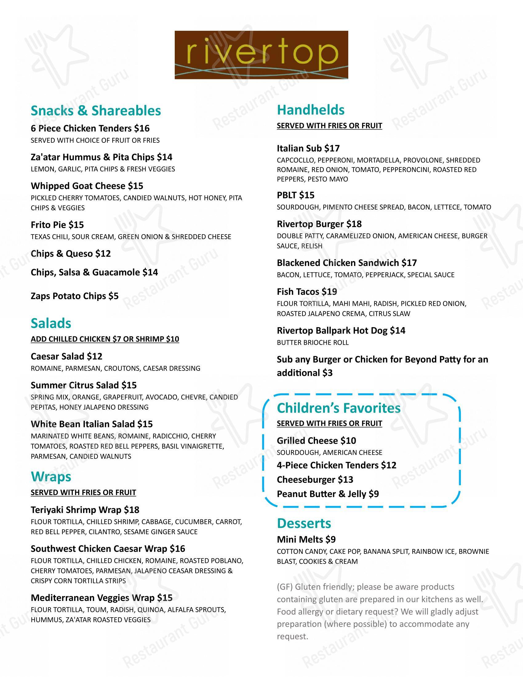 Menu at 18 Oaks steakhouse, San Antonio, Resort Pkwy