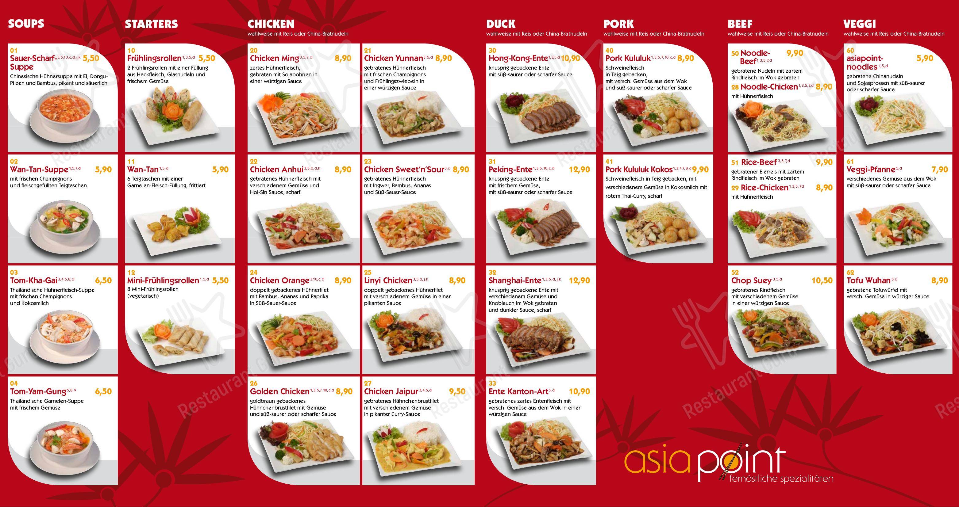 Speisekarte von Asia Point restaurant, Oberhausen