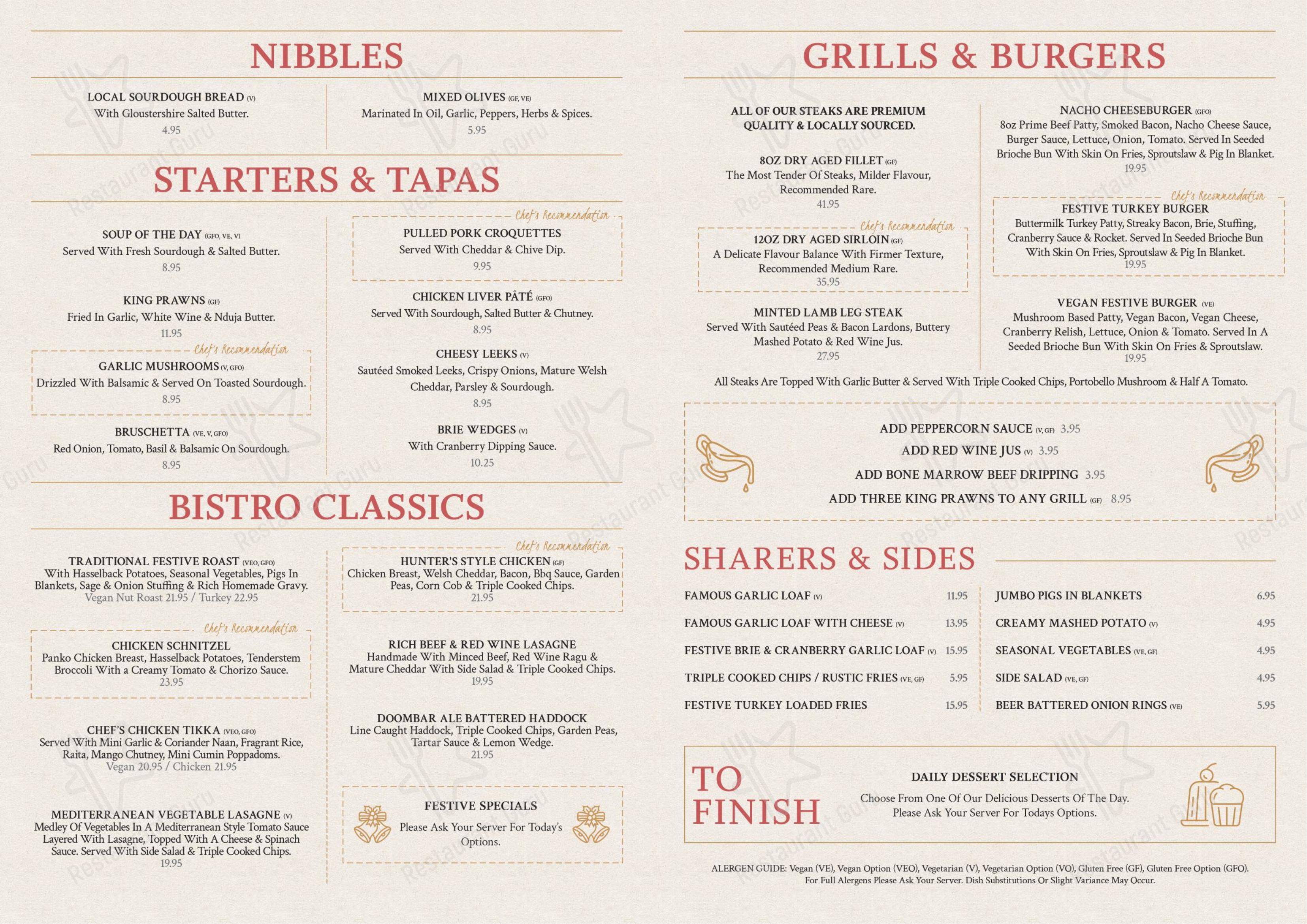 Menu at Bistro 8 restaurant, Blackwood