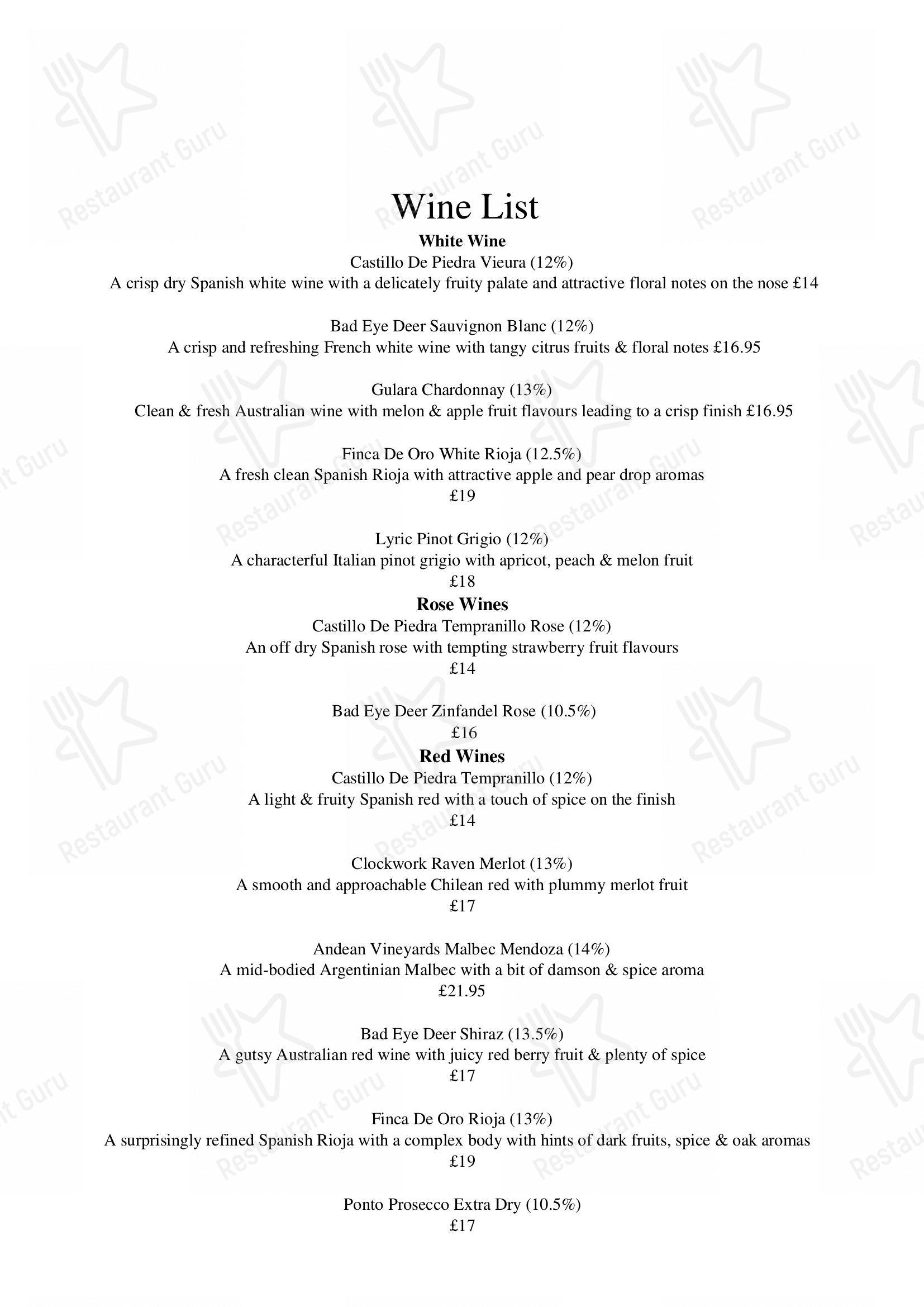 Menu at Brown Cow pub & bar, Dalton-in-Furness