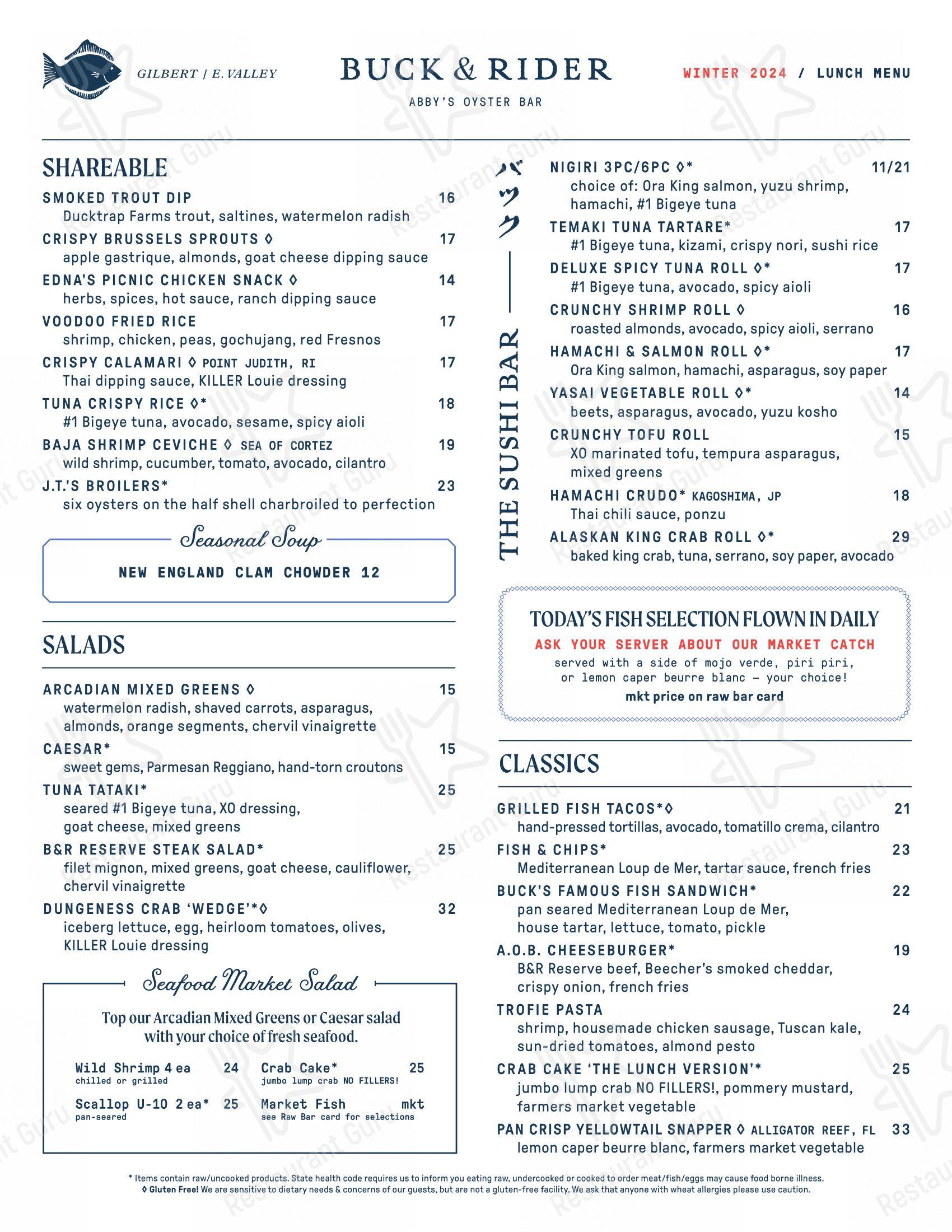 Menu at Buck & Rider Gilbert pub & bar, Gilbert