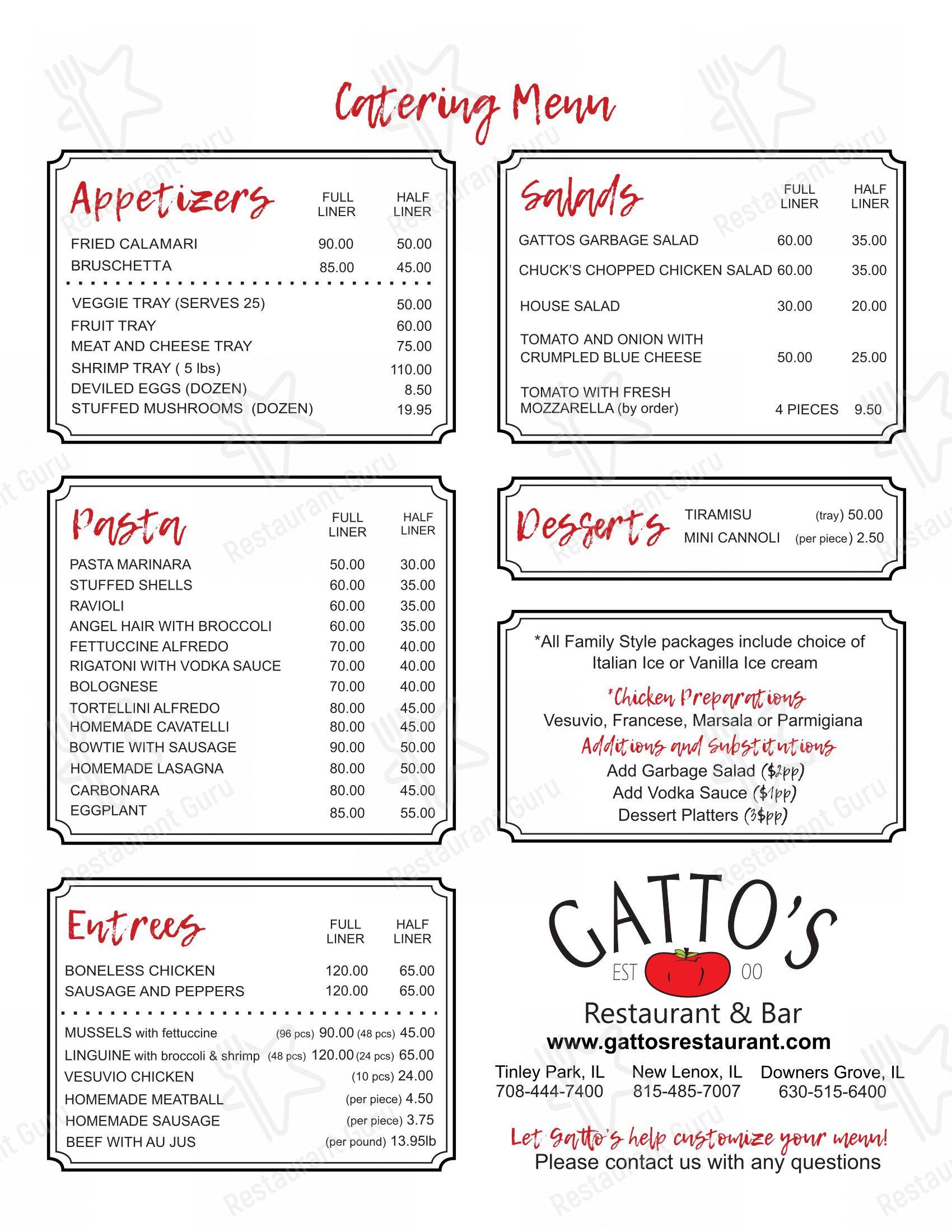 Gatto’S Restaurant Tinley : Menus for Gatto’s Restaurant and Bar – NTQIR