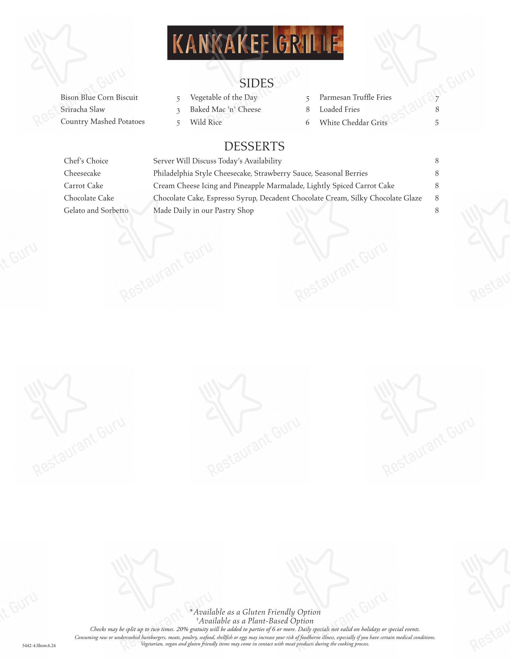 Menu at Kankakee Grille South Bend pub & bar, South Bend