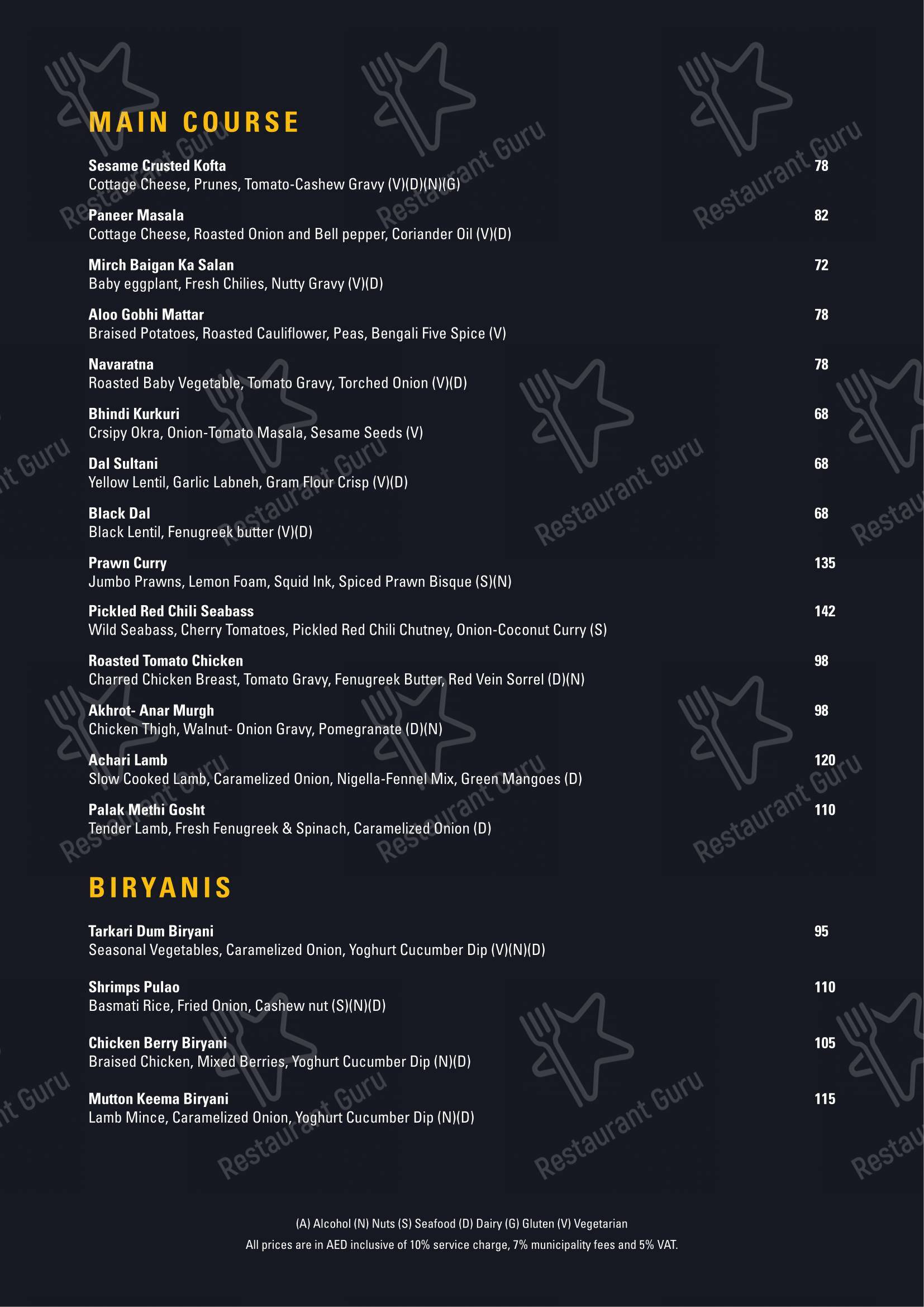 Menu at Kinara by Vikas Khanna restaurant, Dubai