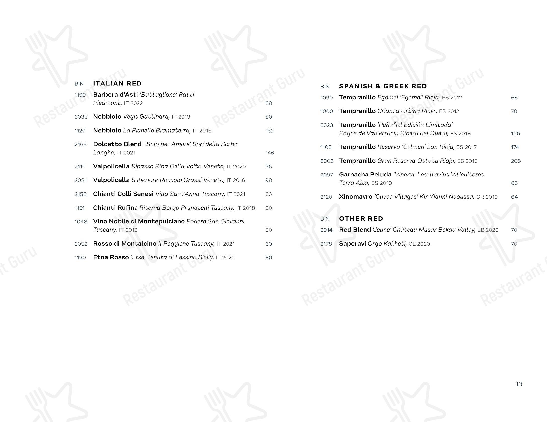 Menu at Navy Blue restaurant, Houston