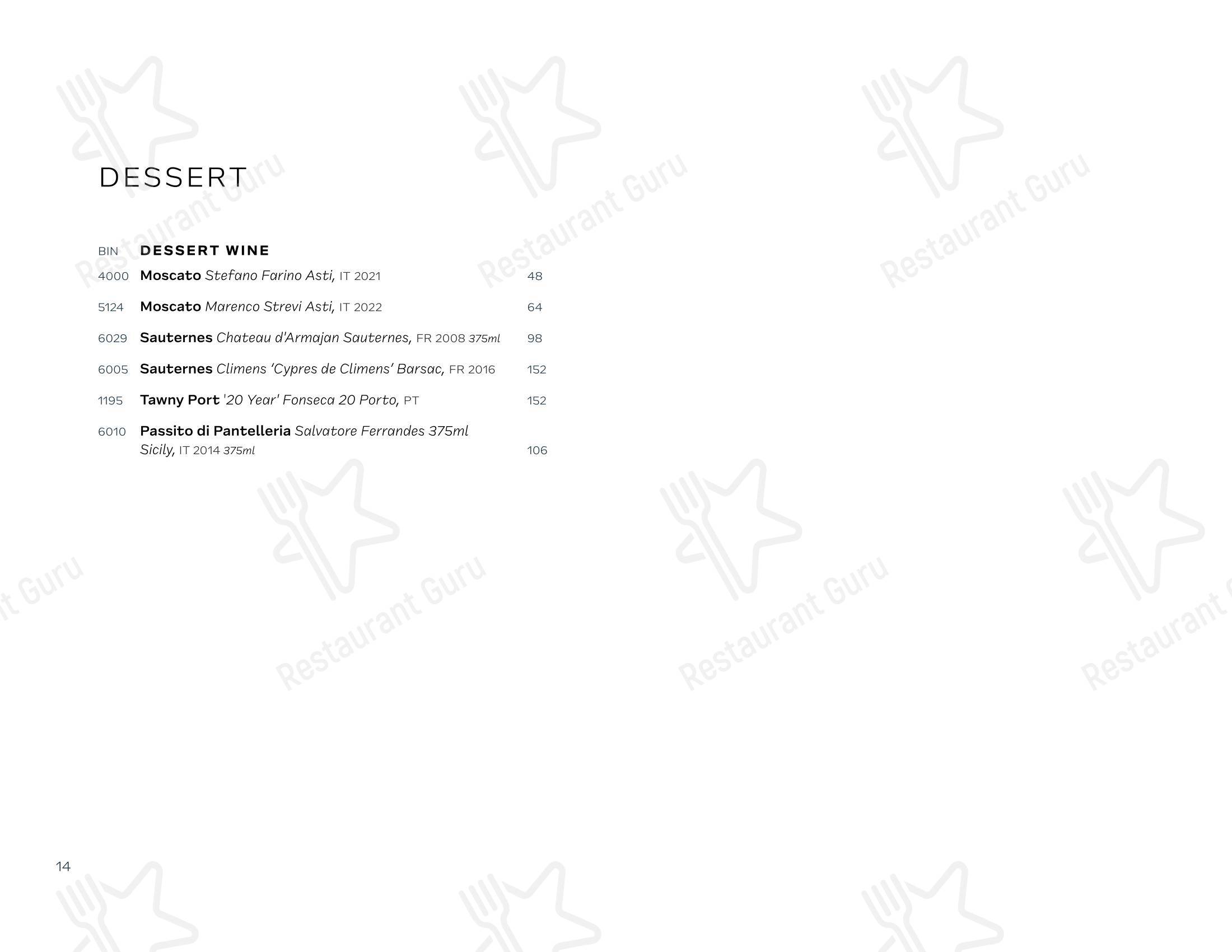 Menu at Navy Blue restaurant, Houston