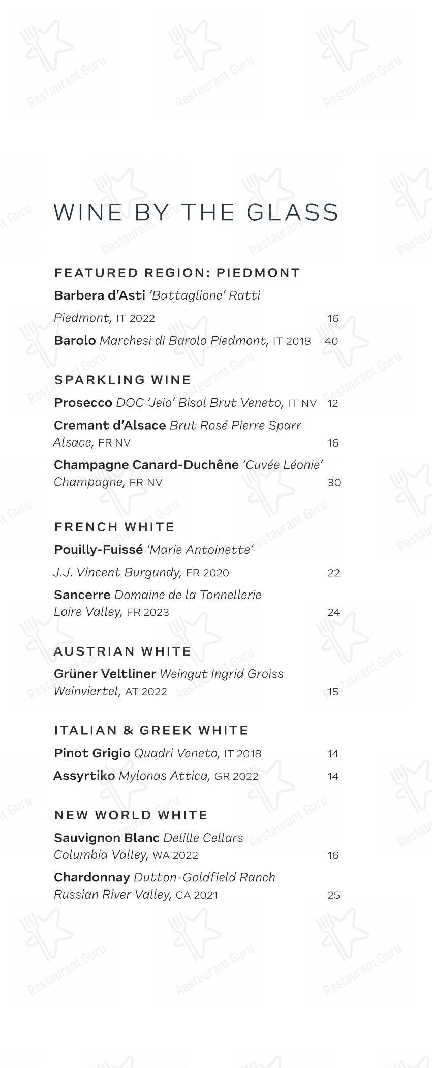 Menu at Navy Blue restaurant, Houston