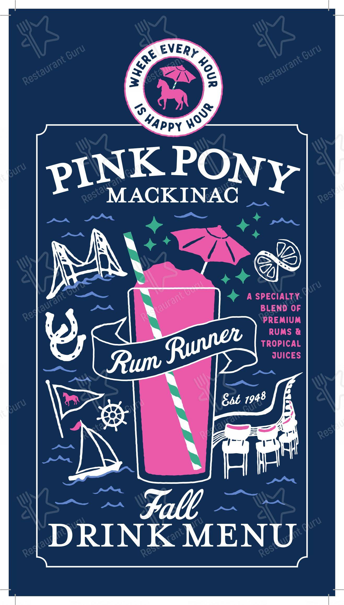 Menu at Pink Pony pub & bar, Mackinac Island