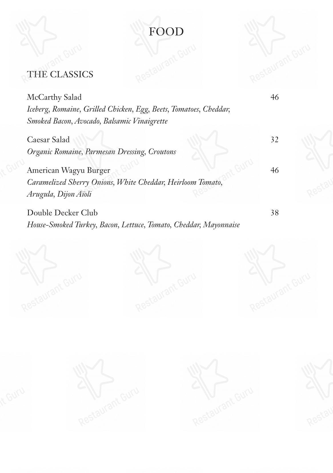 Menu at Polo Lounge restaurant, Beverly Hills