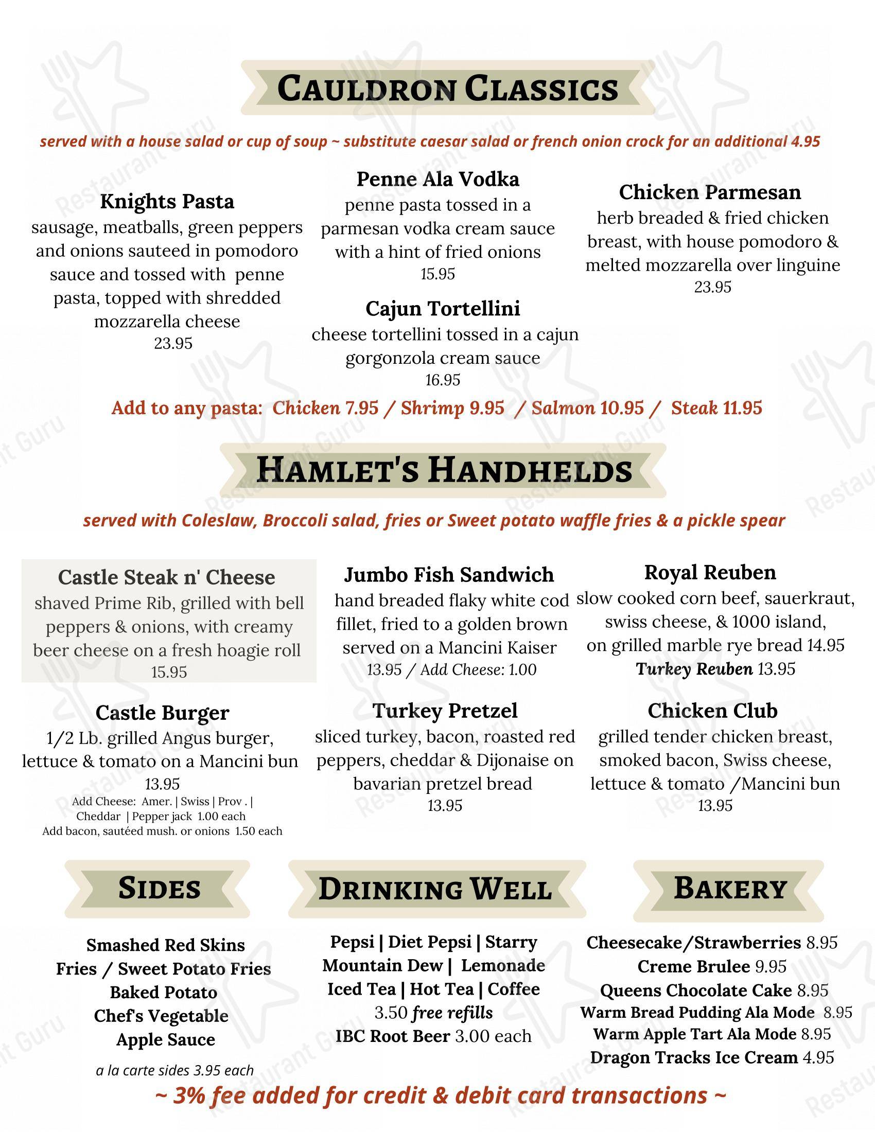 Menu at Shakespeare's Restaurant & Pub, Ellwood City