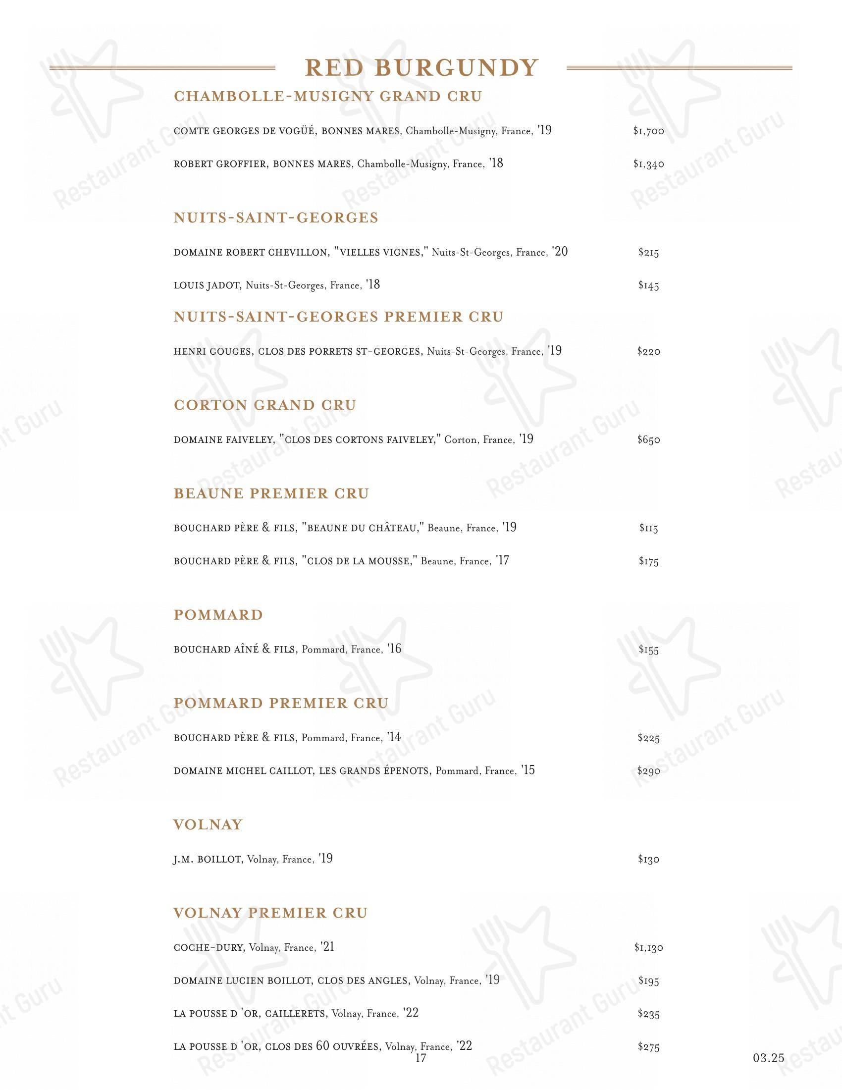 Menu at Stirrups Restaurant, Ocala
