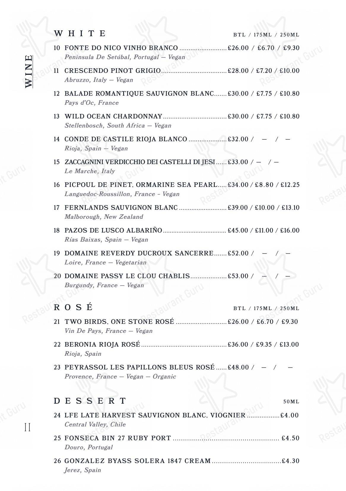 Menu at The Albyn restaurant, Aberdeen