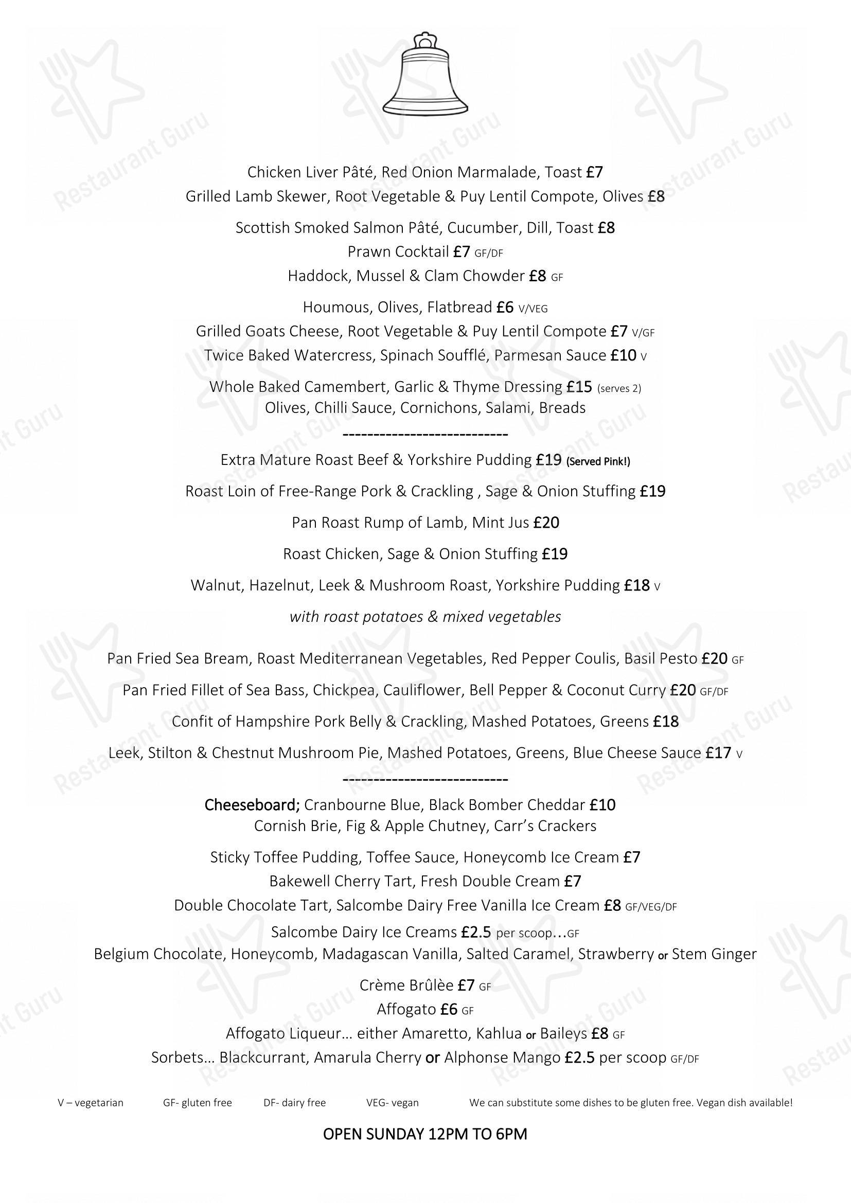 Menu at The Bell Inn pub & bar, New Alresford