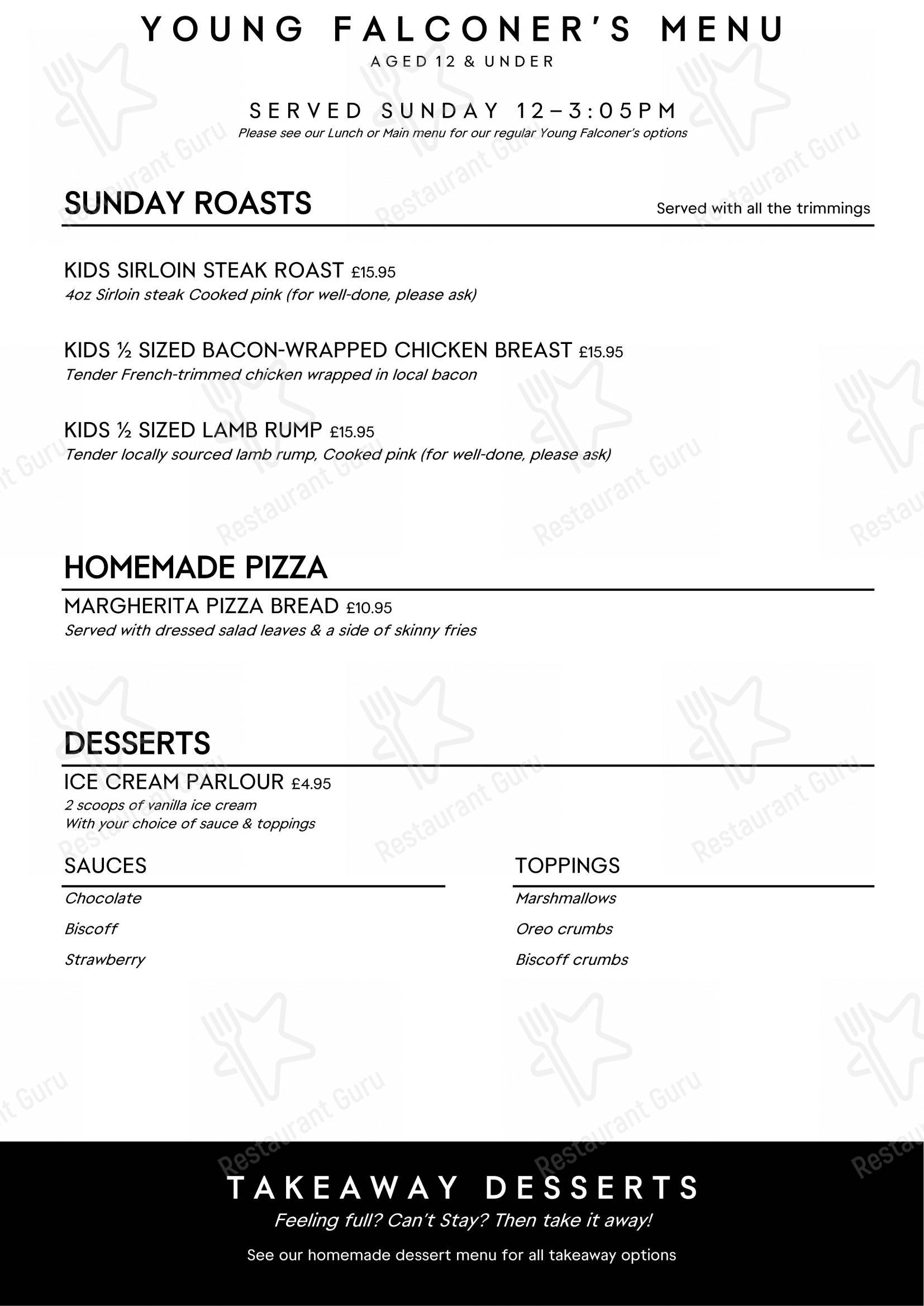 Menu at The Falcon Steakhouse, Wotton-under-Edge