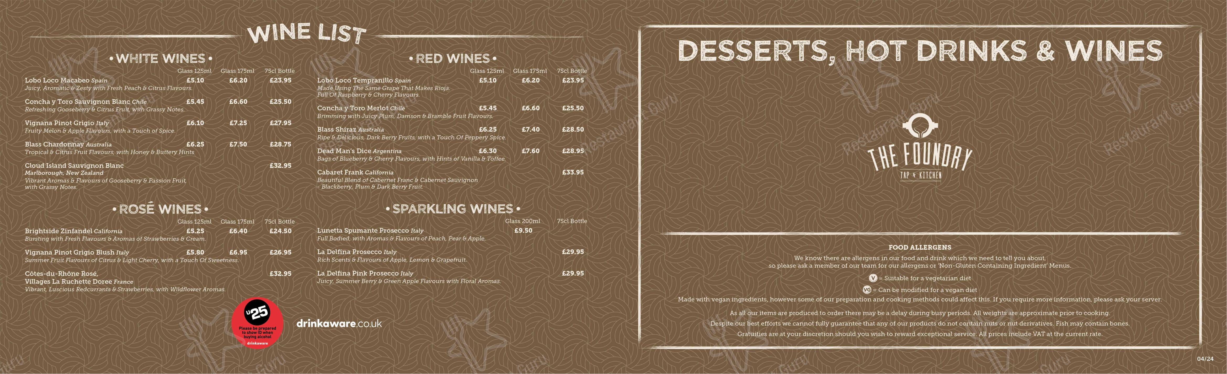 Menu at The Foundry Tap & Kitchen pub & bar, Blackburn