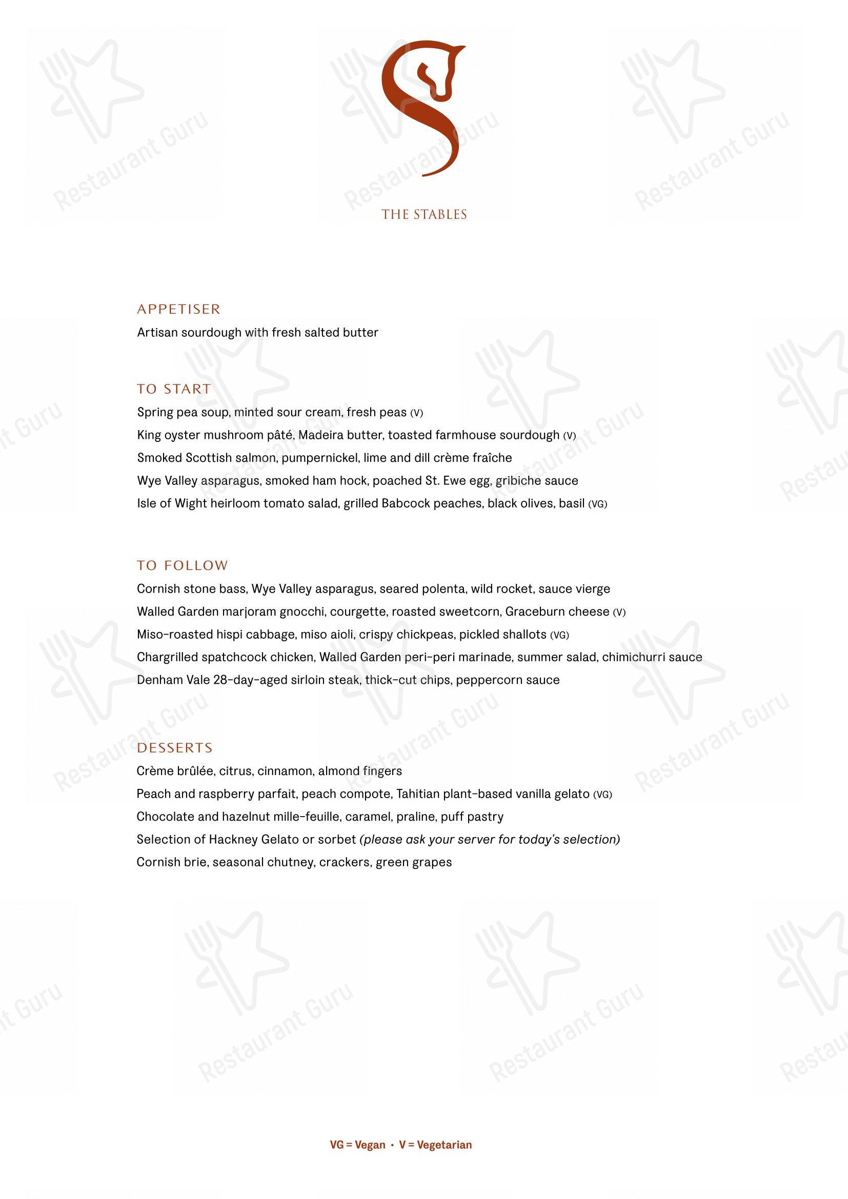 Menu at The Glasshouse restaurant, Watford, Chandler's Cross