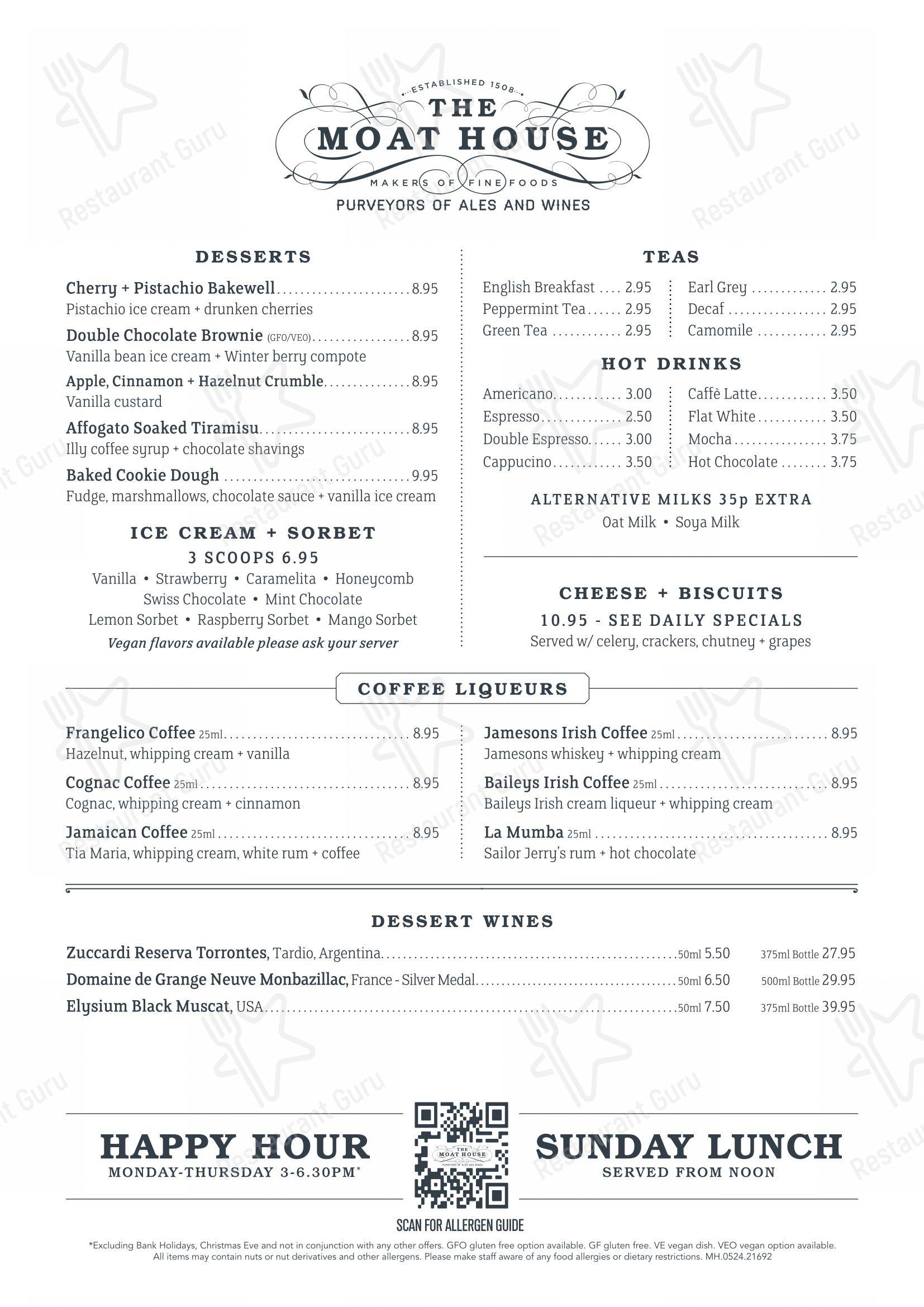Menu at The Moat House Inn pub & bar, Alcester