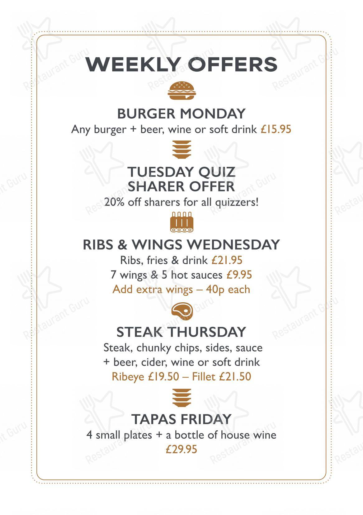 Menu at The Rising Sun pub & bar, Epsom, 14 Heathcote Rd