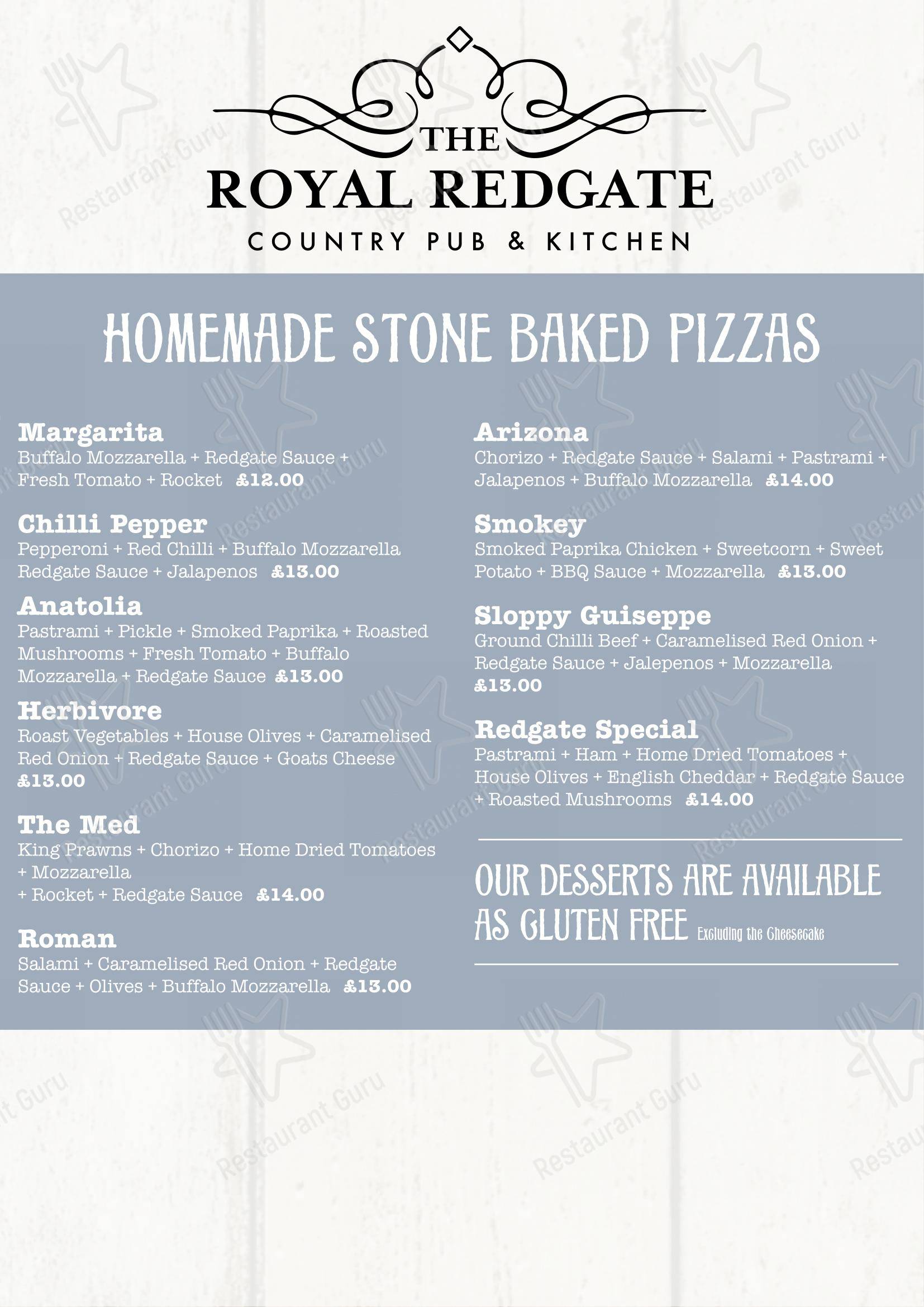 Menu at The Royal Redgate pub & bar, Nuneaton, Watling St