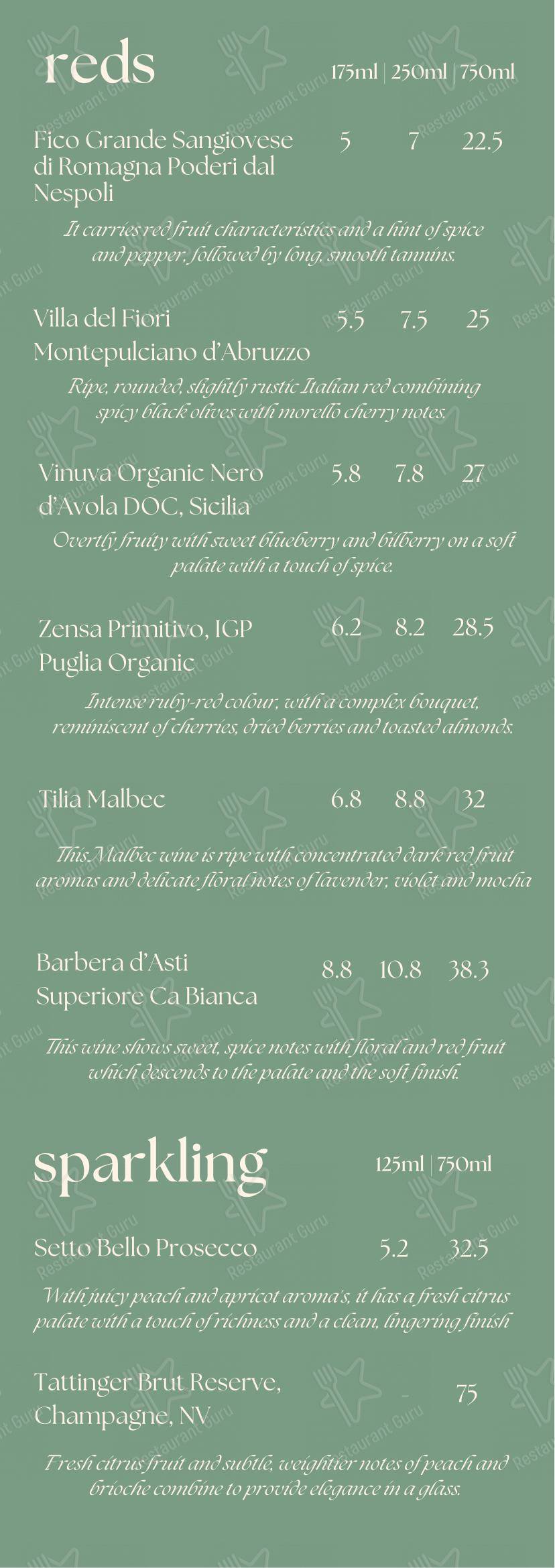 Menu at The White Goose restaurant, Dundee