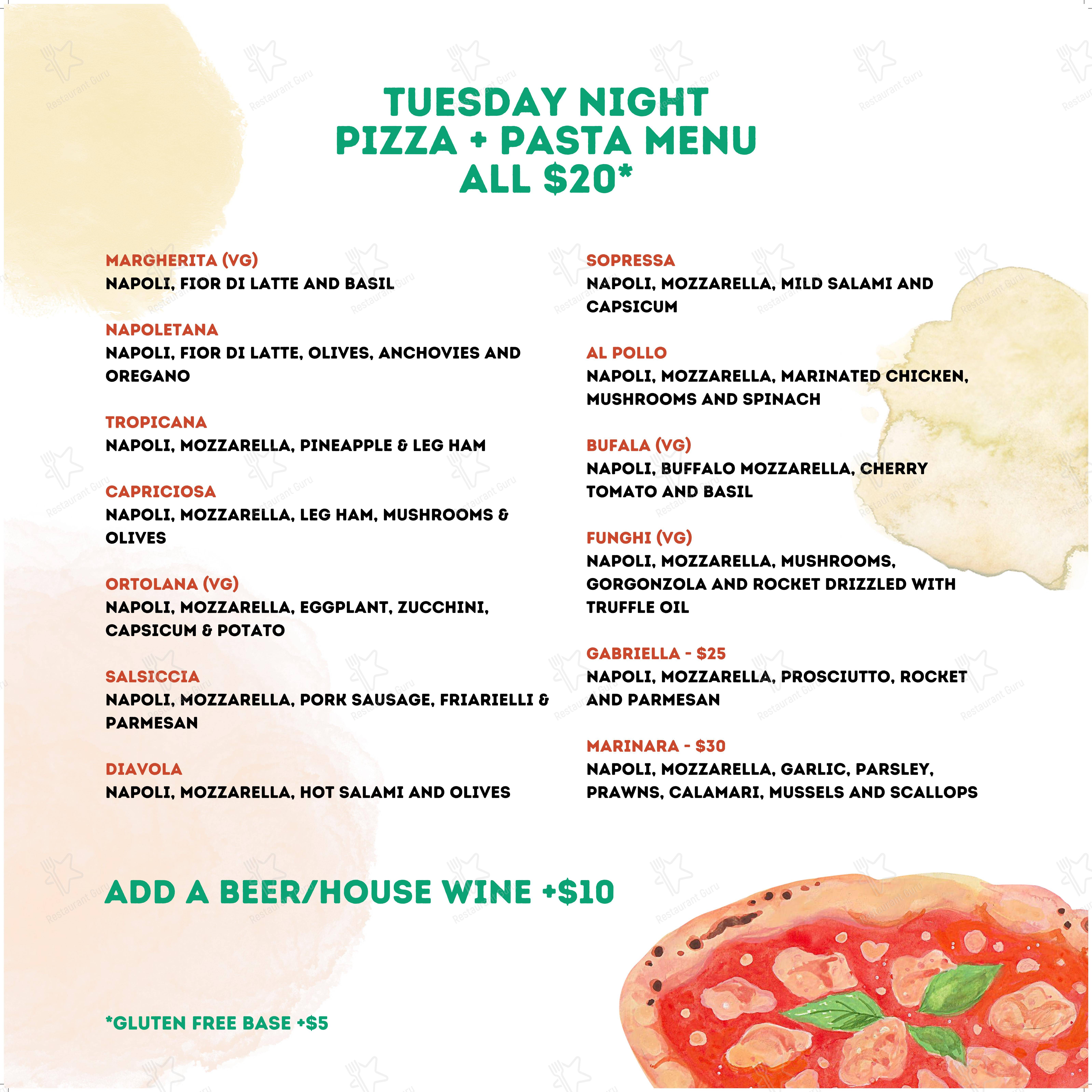 Menu at VIA CONDOTTI restaurant, Balwyn North