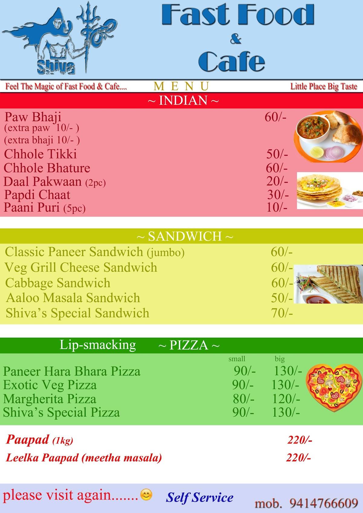 Menu at shiva fast food and cafe, Jaipur, g-1