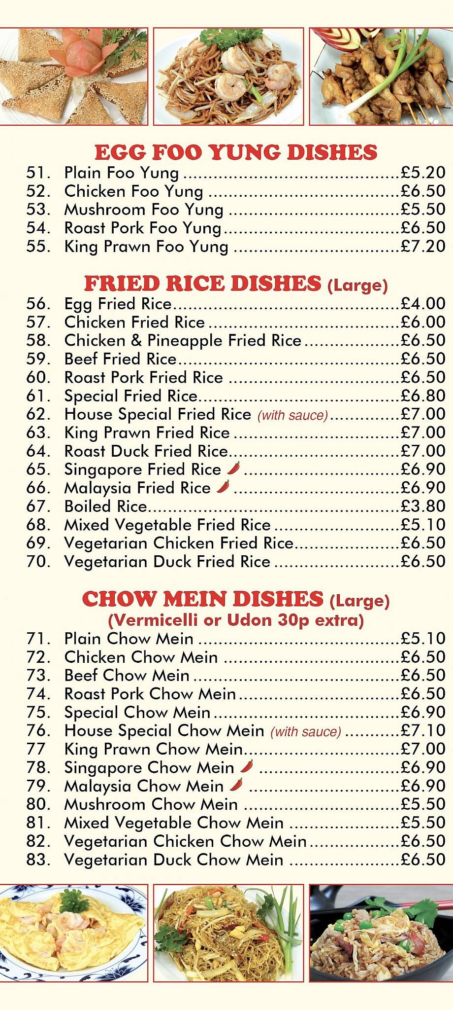 Menu at taste of china restaurant, Worksop