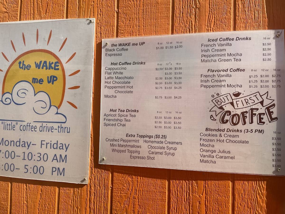 Menu at the Wake me Up, Hugoton