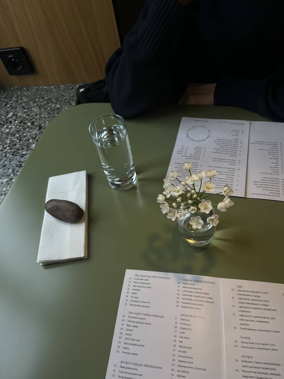 Menu at the morning after (the night before) restaurant, Warsaw