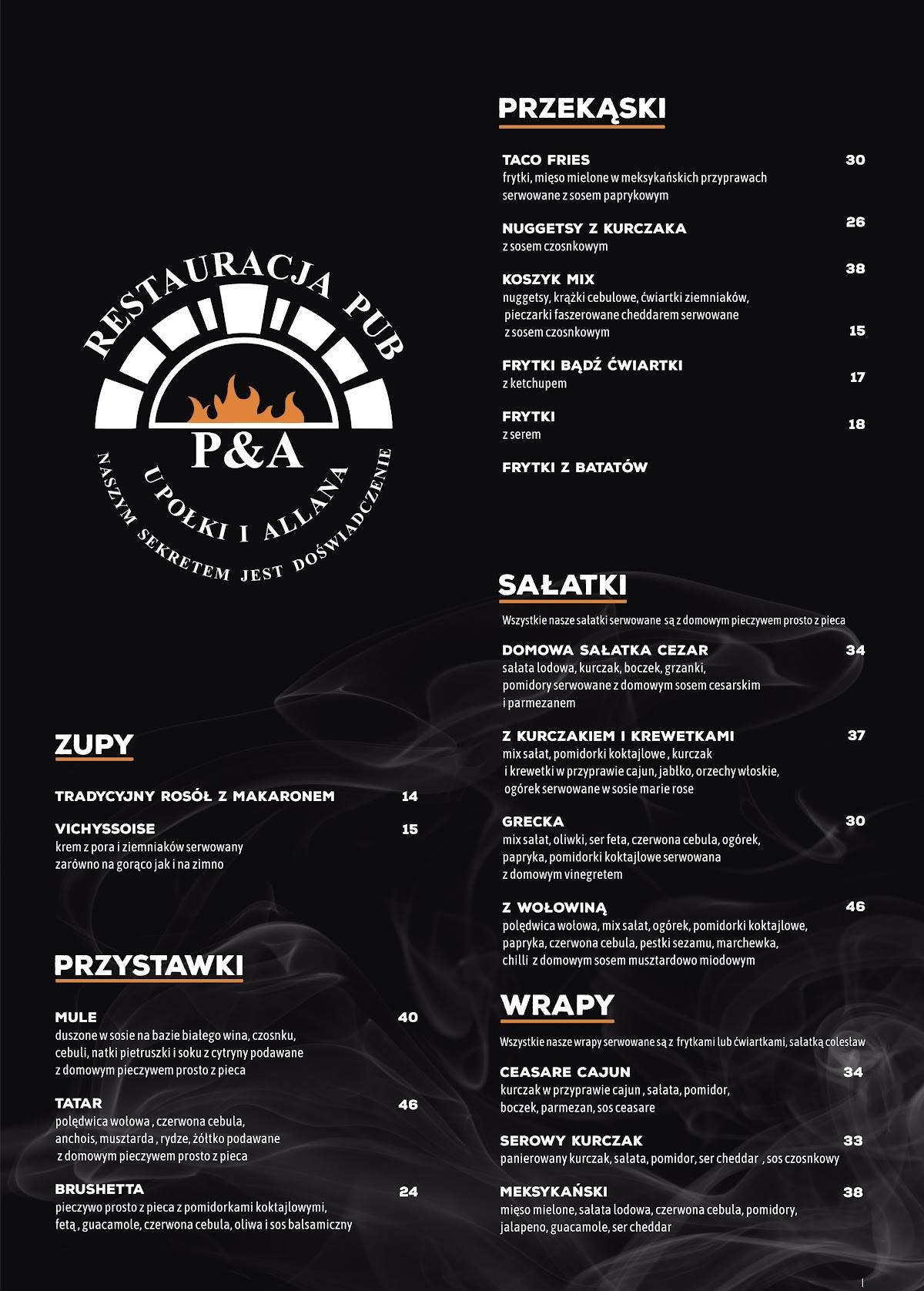 Menu at Bistro u Połki i Allana steakhouse, Gorlice