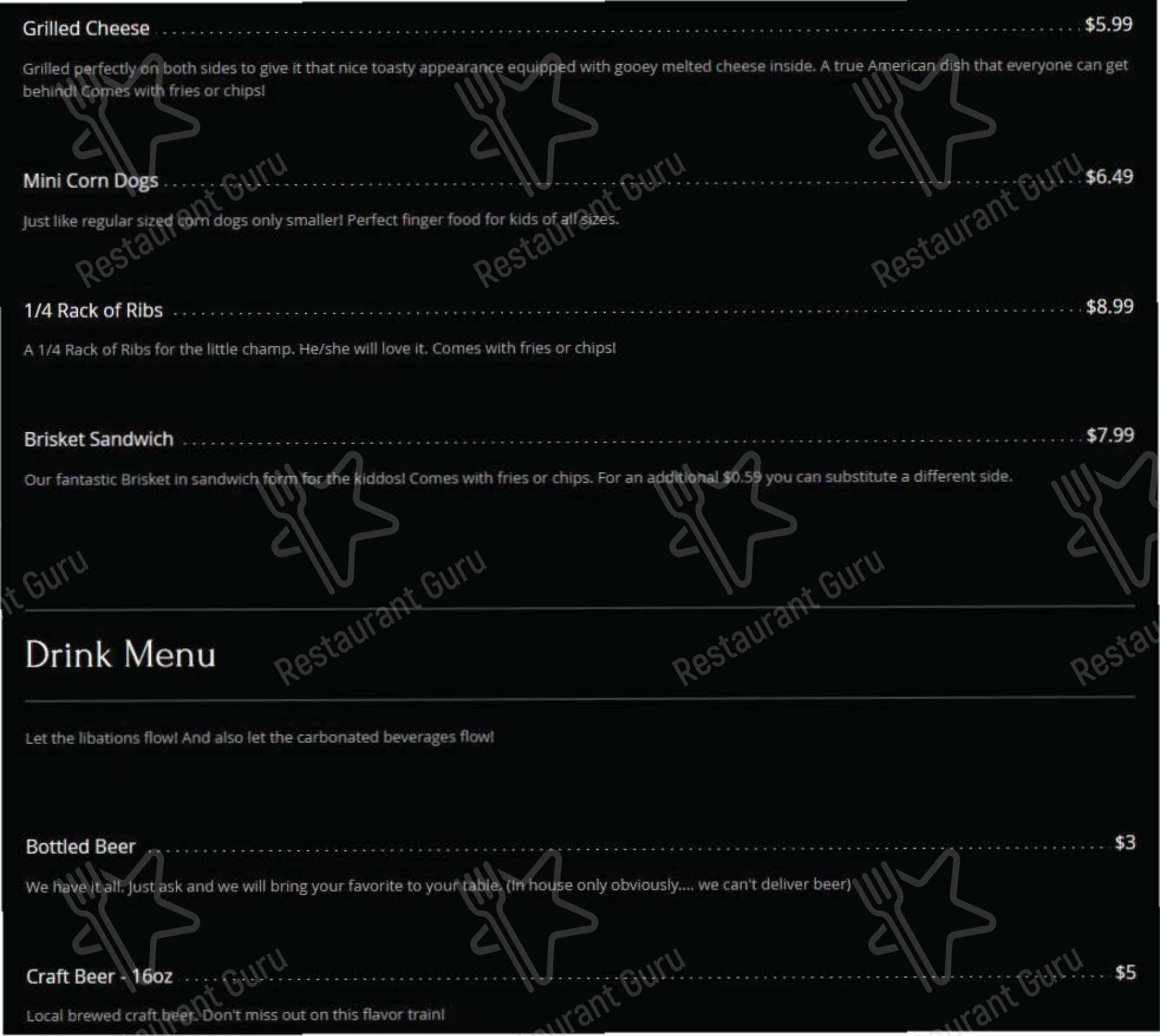 Menu at The Burnt End BBQ, Red Bud