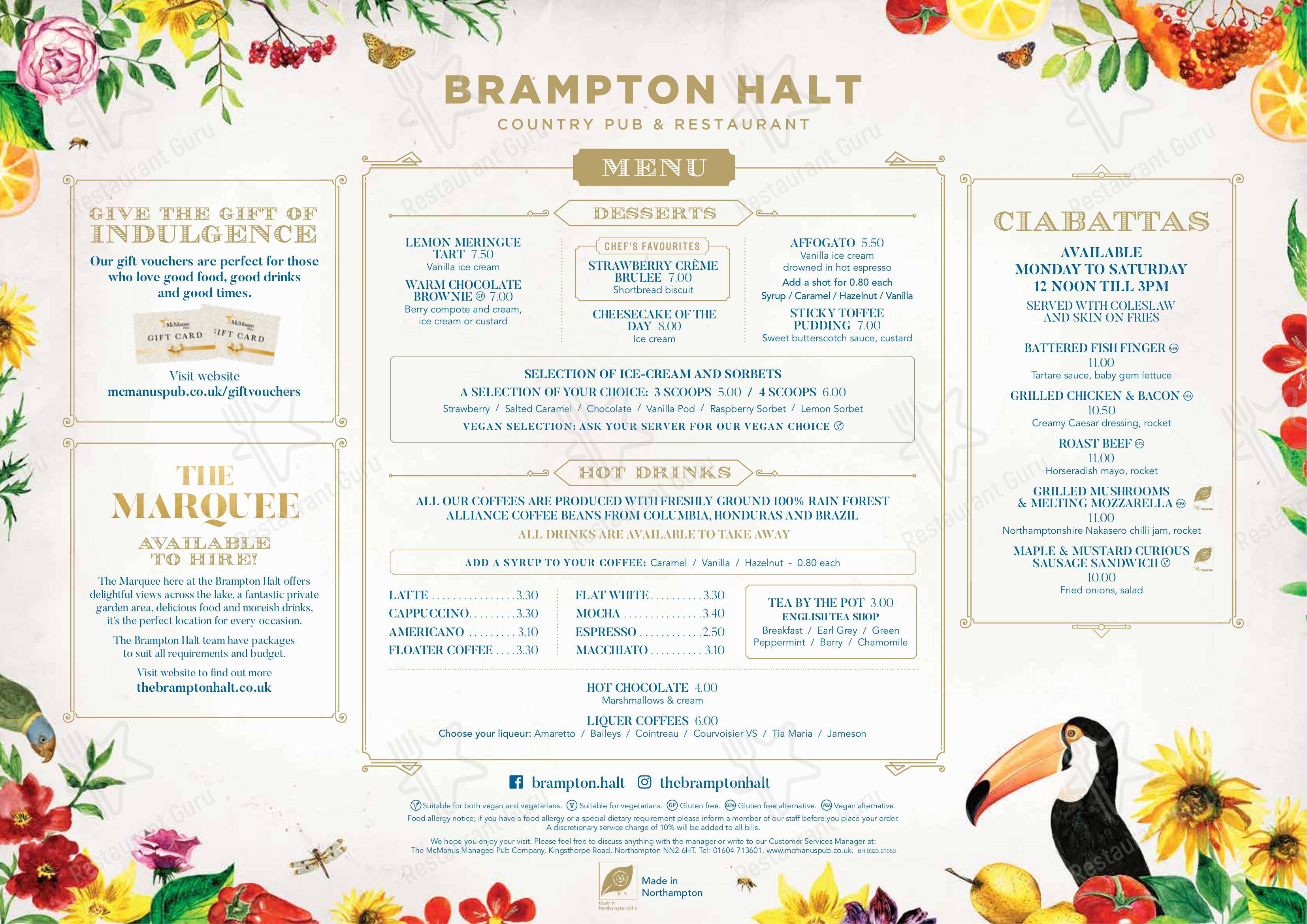 Menu at The Golden Horse restaurant, Northampton, 59 Southampton Rd