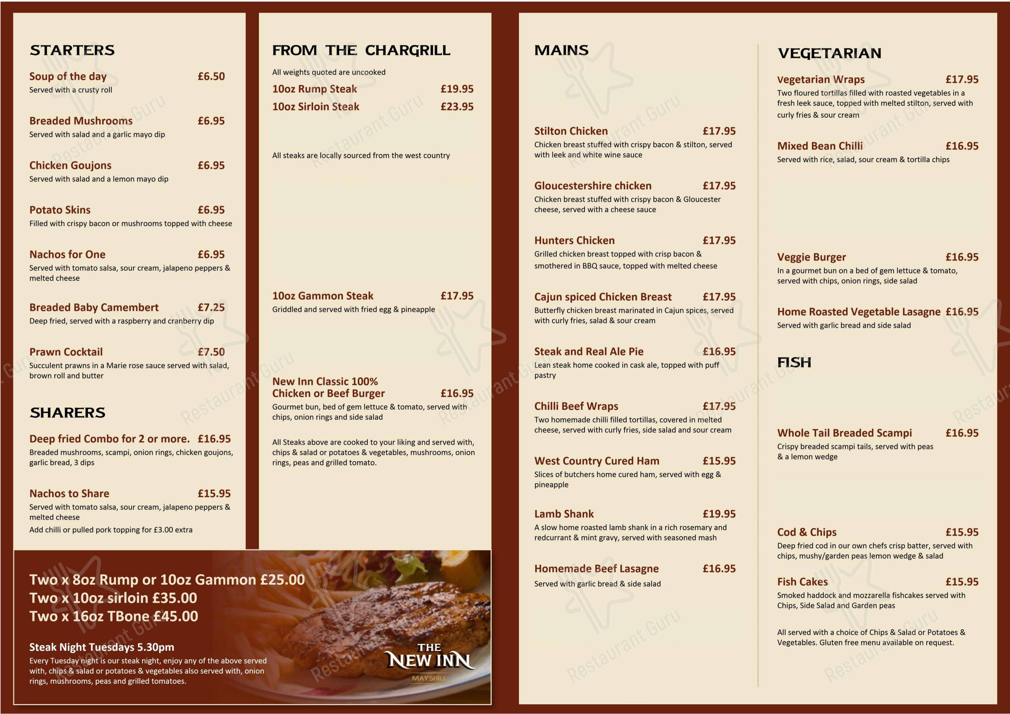 Menu at The New Inn, Mayshill pub & bar, Bristol, Badminton Rd