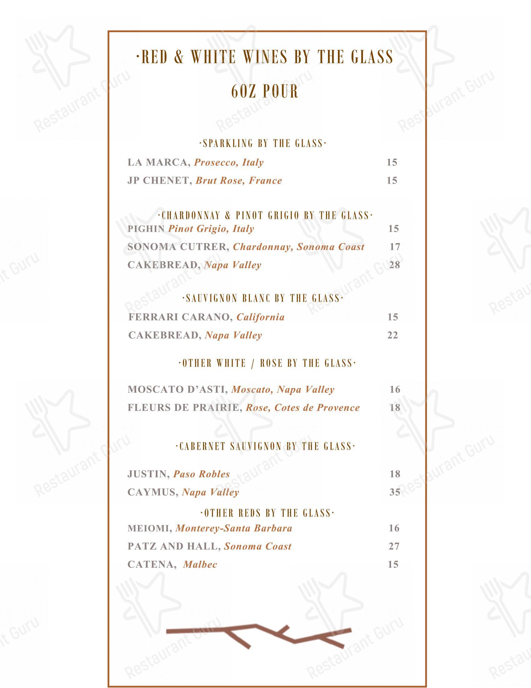 Menu at 18 Oaks steakhouse, San Antonio, Resort Pkwy