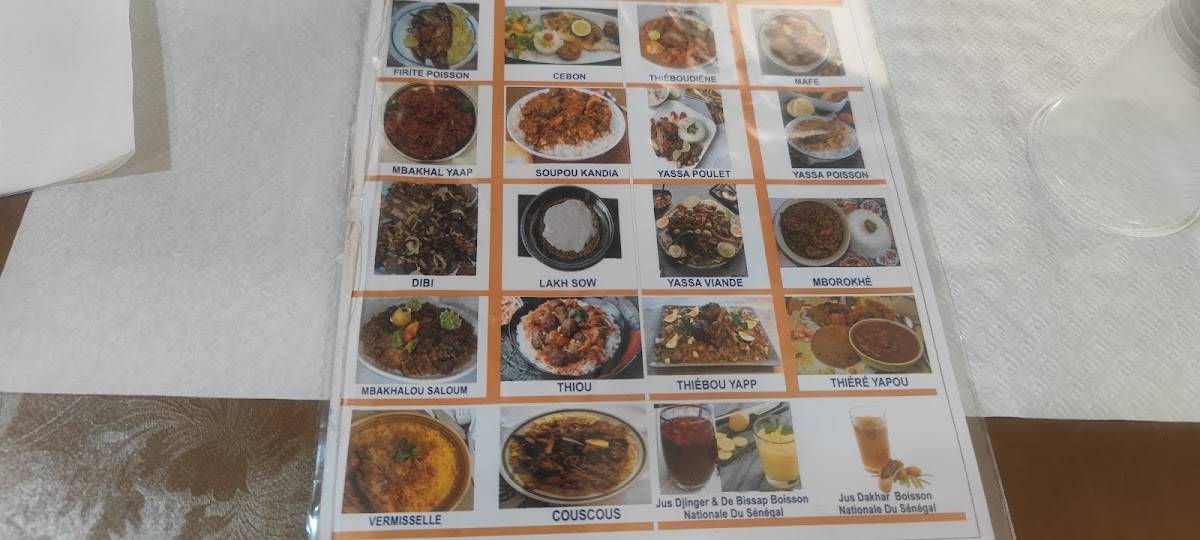 Menu em restaurant Africain senegalaise, Lisboa