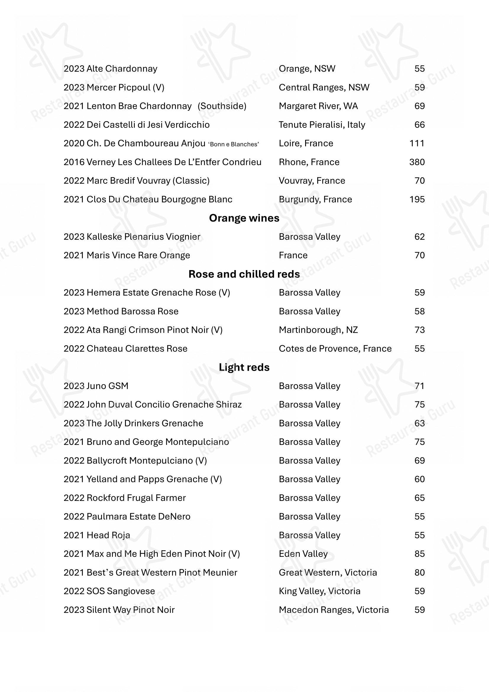 Menu at Barossa Pho, Angaston