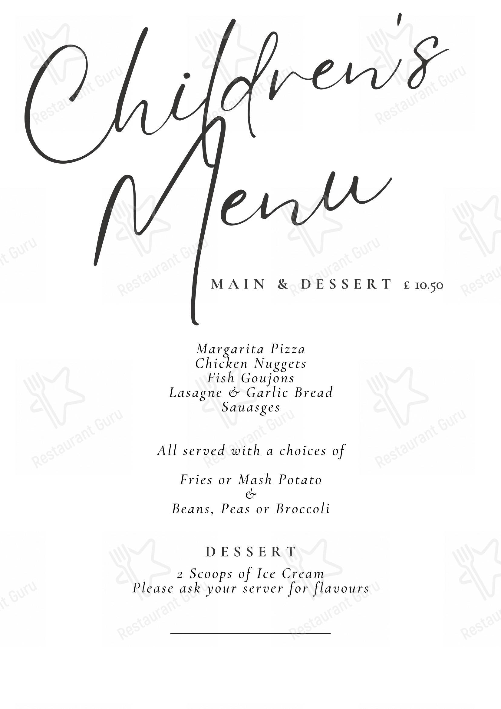 Menu at Bod Erw Restaurant, Saint Asaph