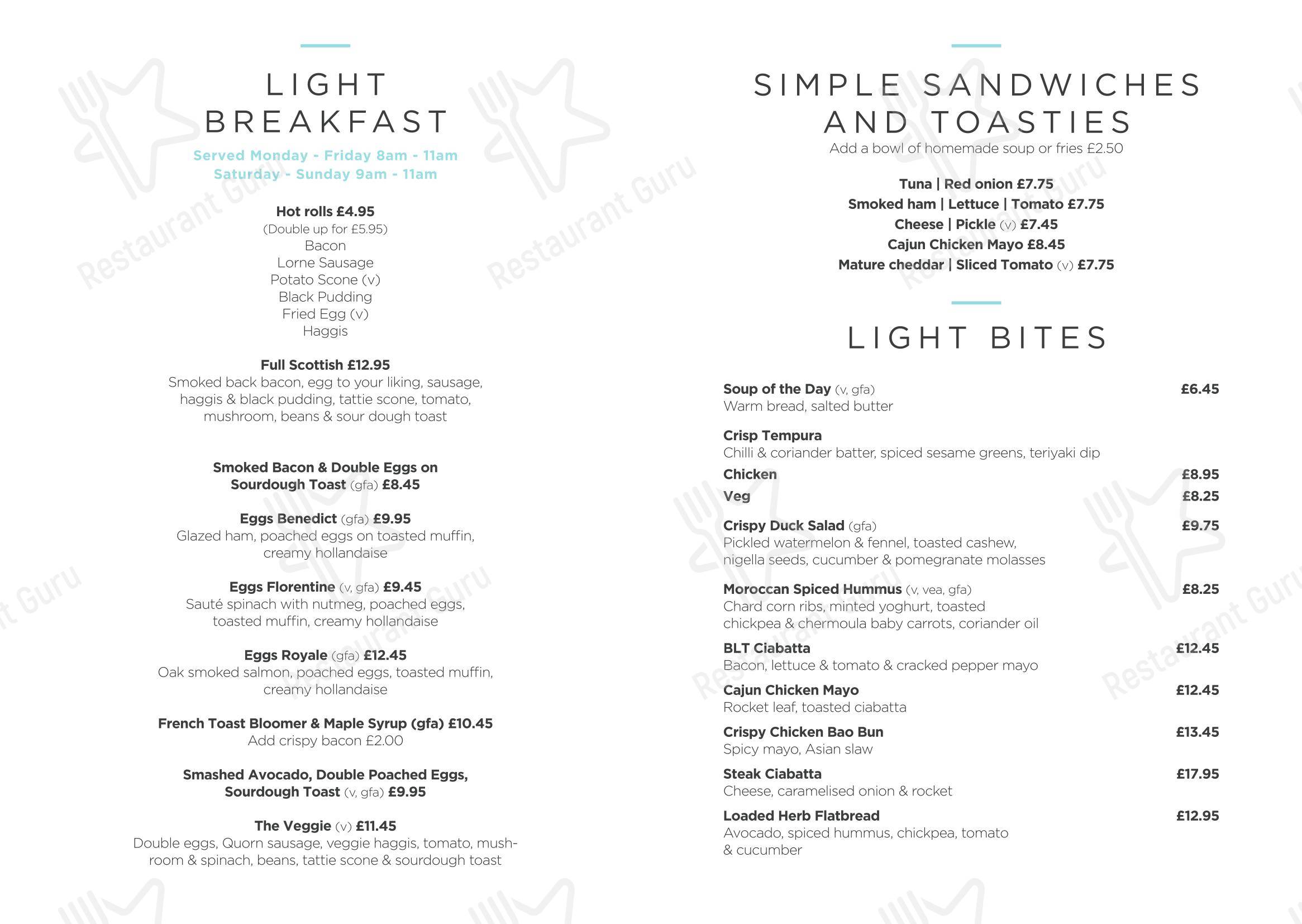 Menu at Bowfield Hotel & Spa restaurant, Johnstone