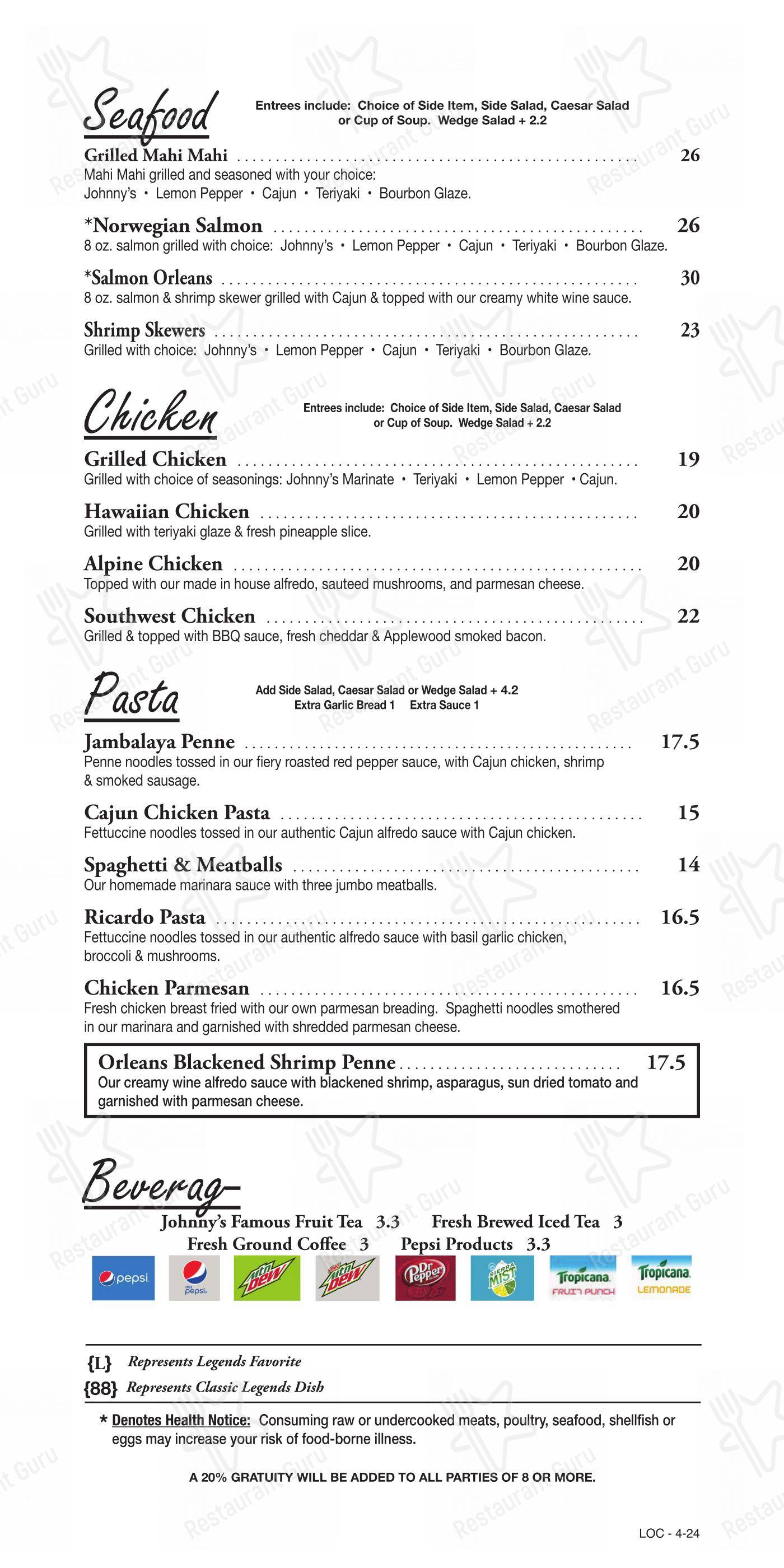 Menu at Brass Lantern steakhouse, Lawrenceburg, Pulaski Hwy
